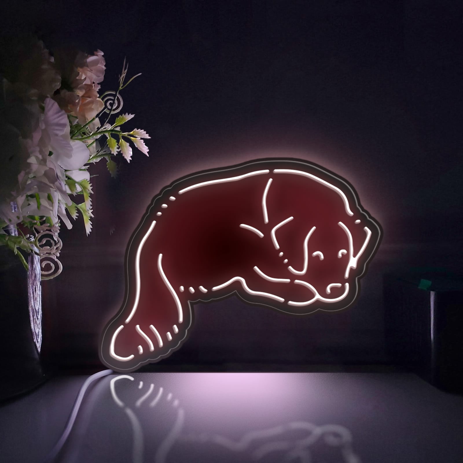 Golden Retriever Lying Down Led Light Box, Dimmable Neon-Like Light ...