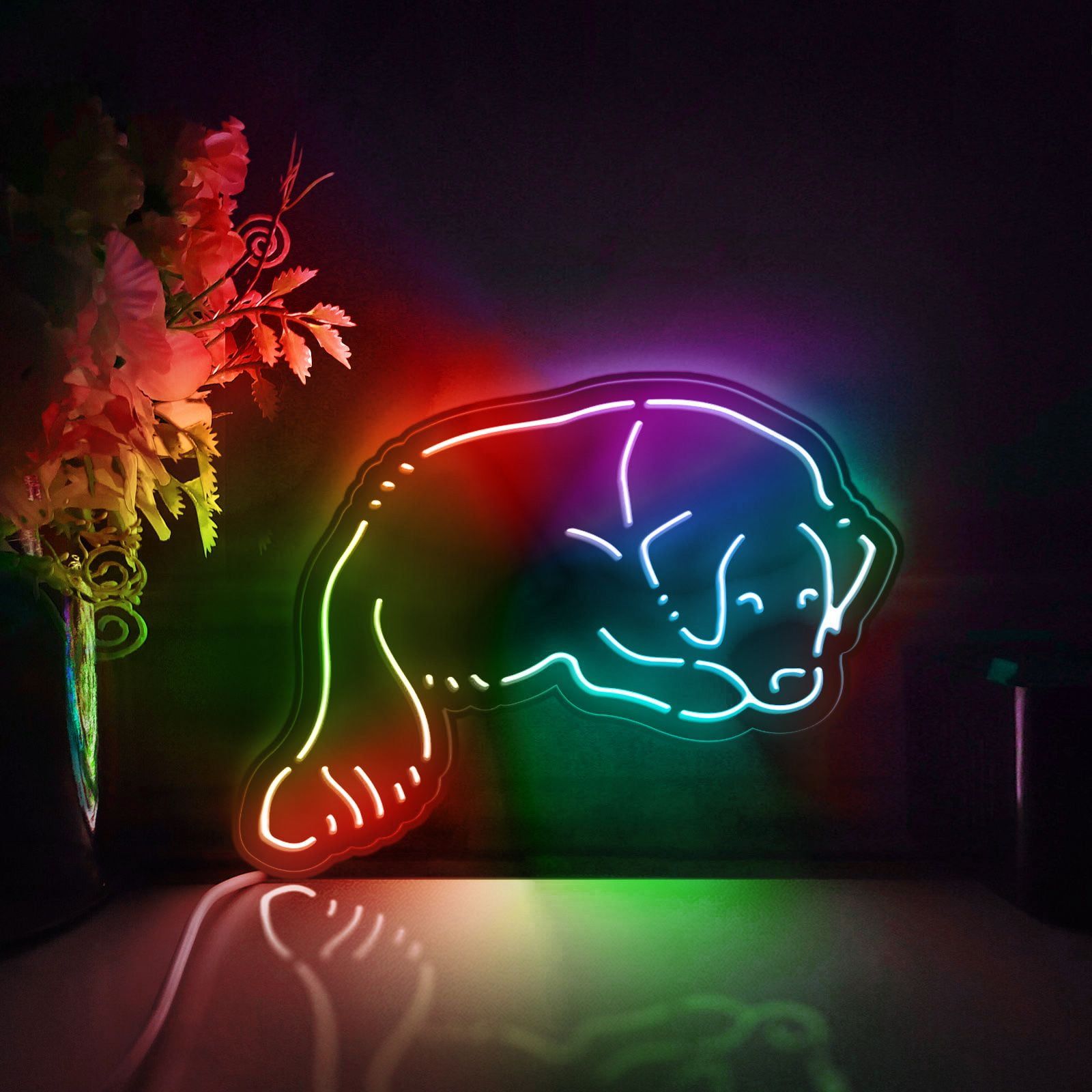 Golden Retriever Lying Down Led Light Box, Dimmable Neon-Like Light ...