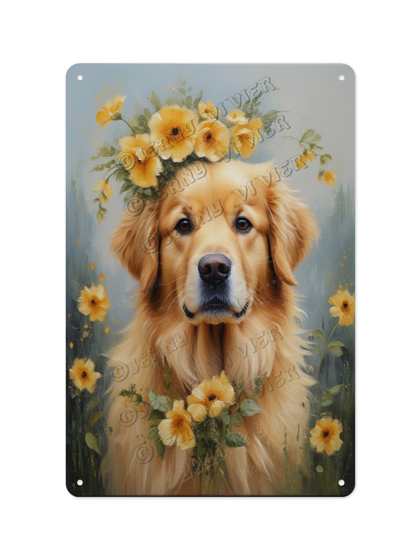 Golden Retriever Meadow Scene Aluminum Sign 8x12 Inches - Metal Office ...