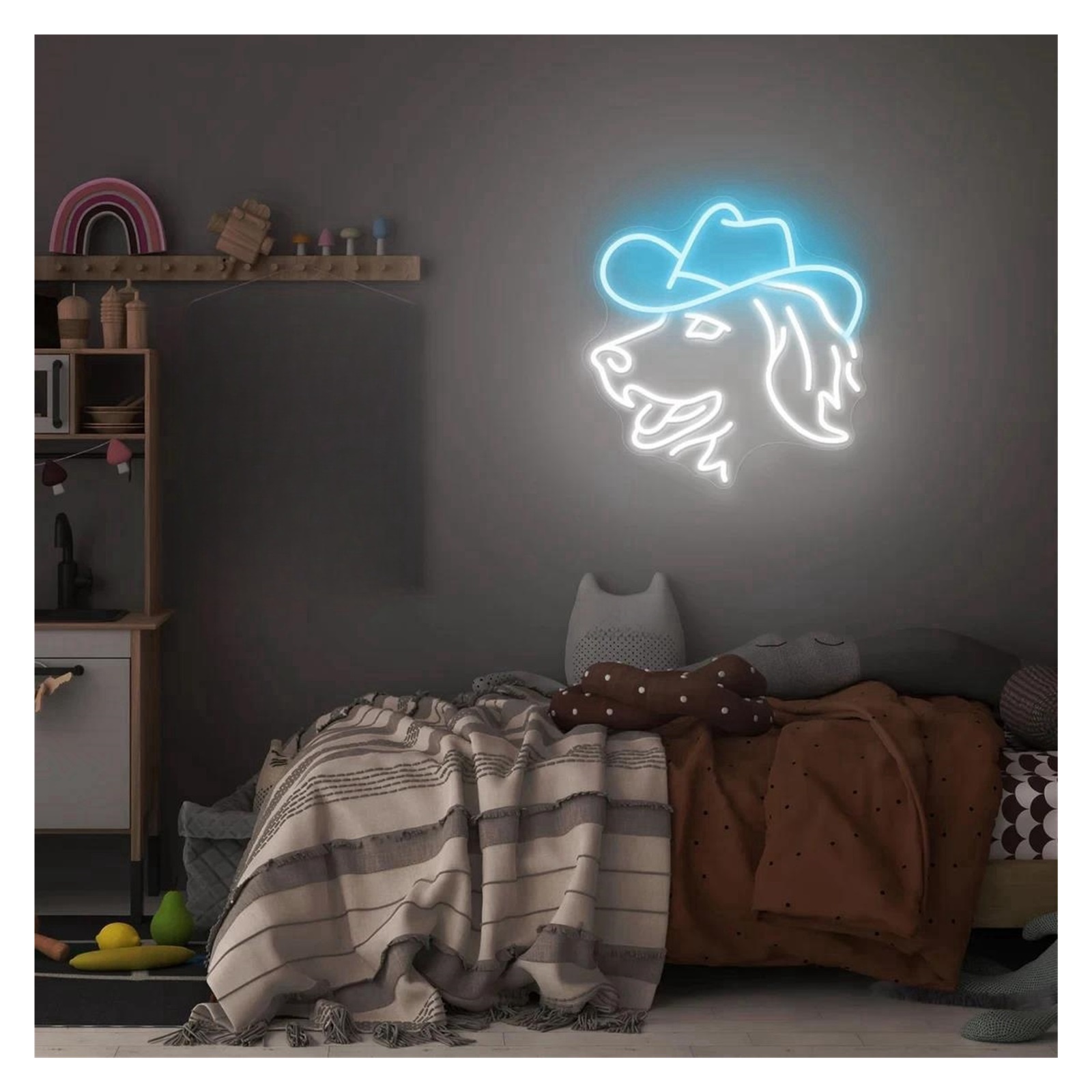 Golden Retriever Neon Sign USB Powered Dog With Cowboy Hat Neon Lights ...