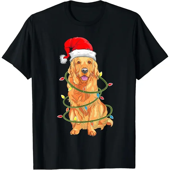 Golden Retriever Pajama Holiday Pup Cute Festive Winter Style Tee ...