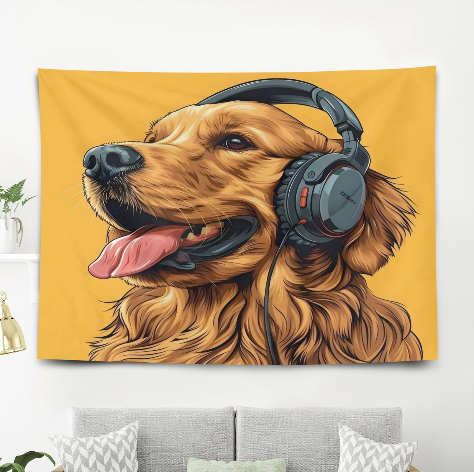 Golden Retriever Pattern Wall Hanging 50*60 Inches High-Quality Peach ...