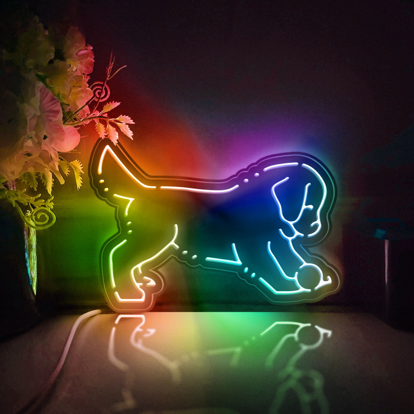 Golden Retriever Puppy Led Light Box, Dimmable Neon-Like Light Signs ...