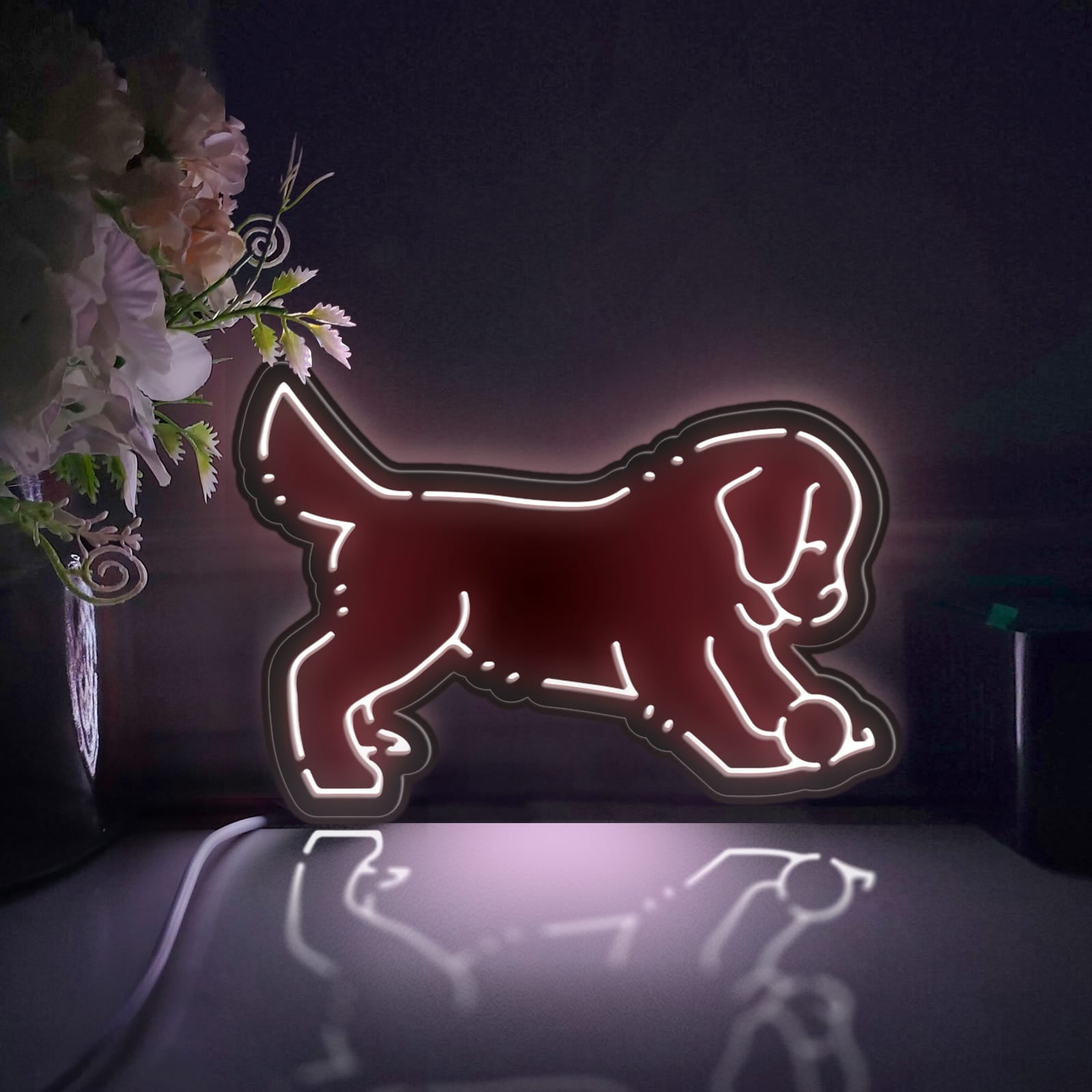 Golden Retriever Puppy Led Light Box, Dimmable Neon-Like Light Signs ...