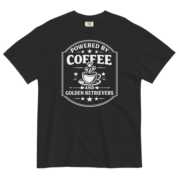 Golden Retriever Shirt Powered by Coffee and Golden Retrievers Dog ...