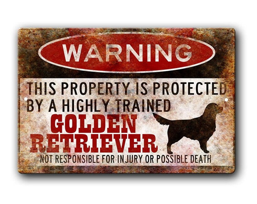 Golden Retriever Sign,Funny Metal Signs,Dog warning Sign,Funny Dog sign ...