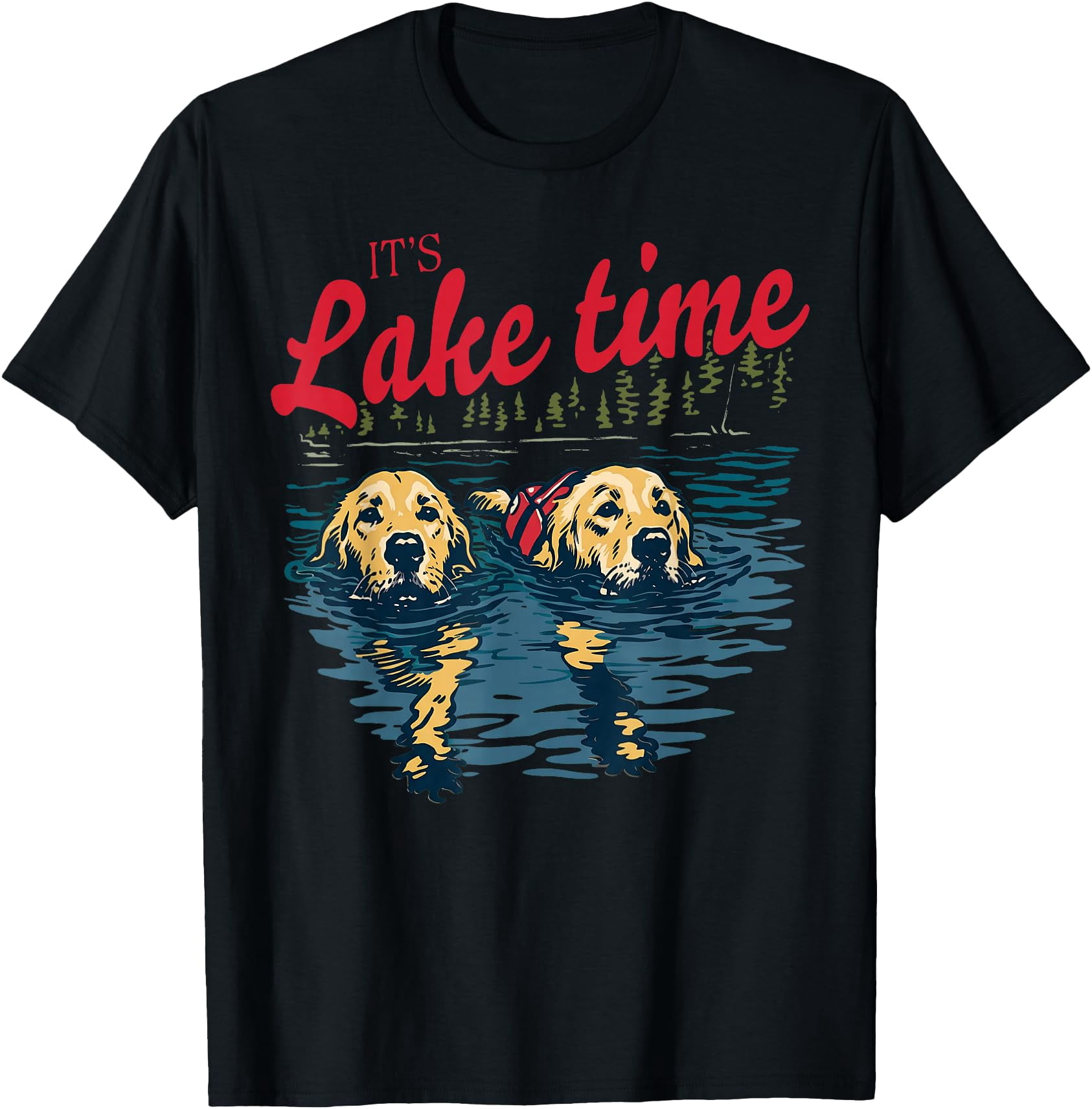 Golden Retriever Swimming Shirt Lake Time Vintage Dog Graphic Outfit ...