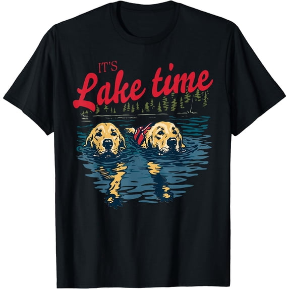 Golden Retriever Swimming Shirt Lake Time Vintage Dog Graphic Outfit ...