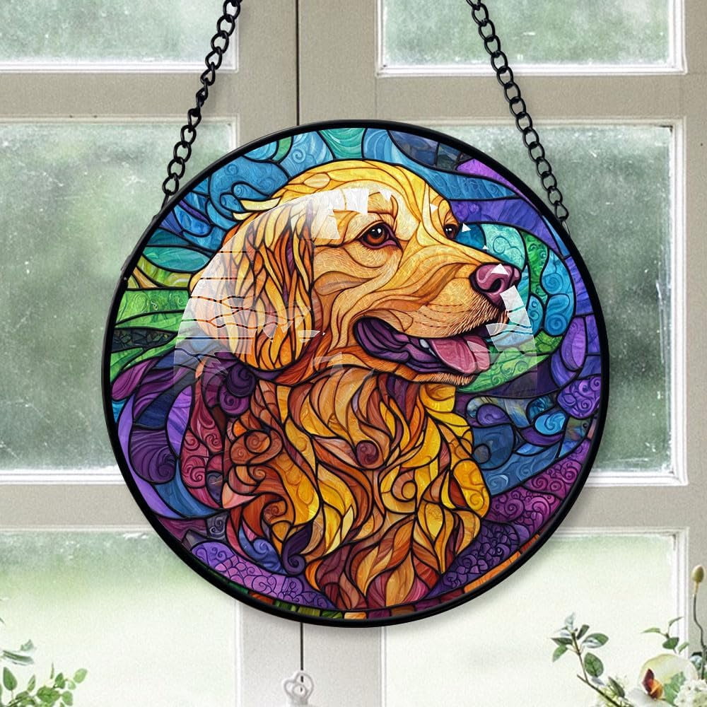 Golden Retriever Tree Stained Glass, Golden Retriever for Christmas ...