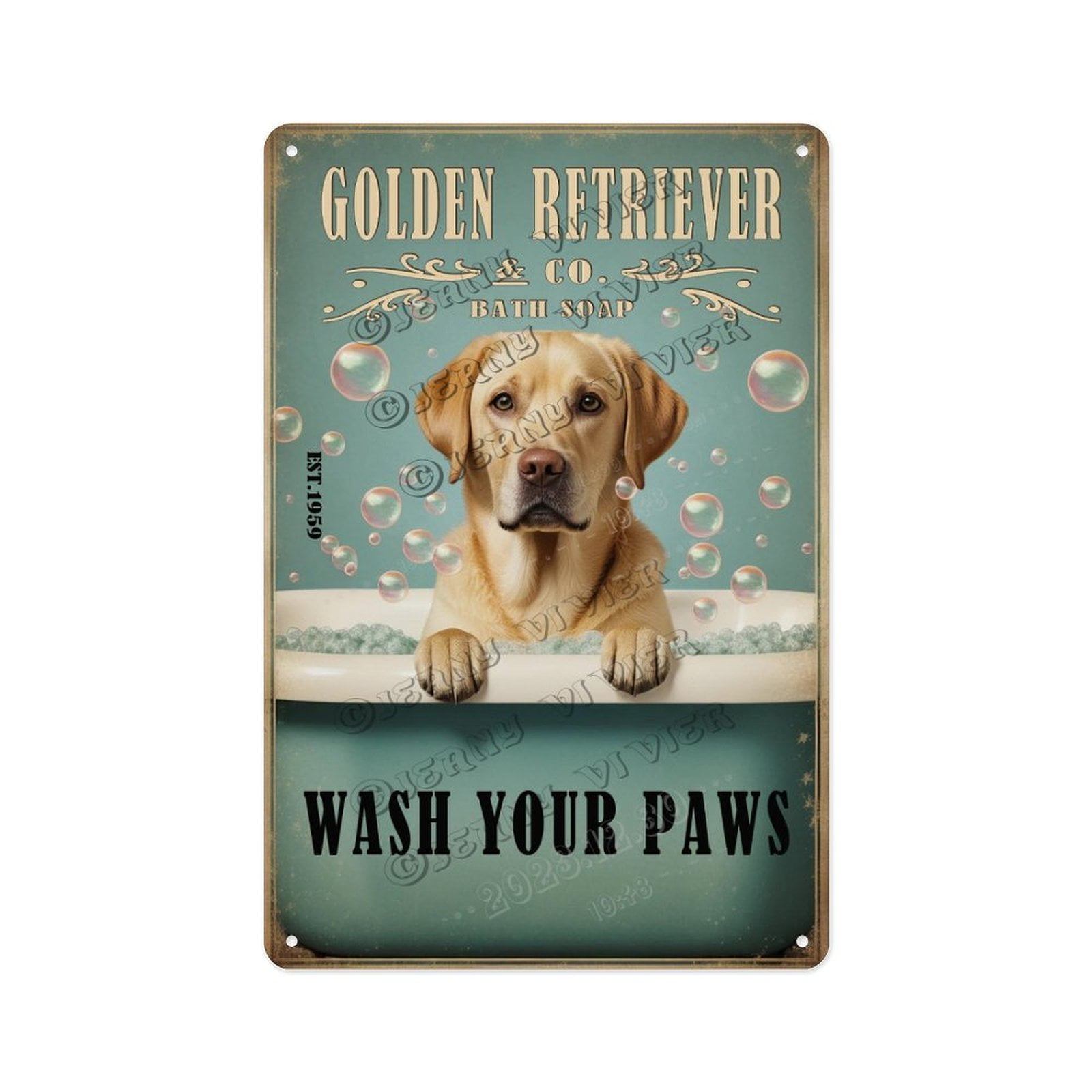 Golden Retriever Wash Your Paws Tin Sign – Cute Metal Wall Décor for ...
