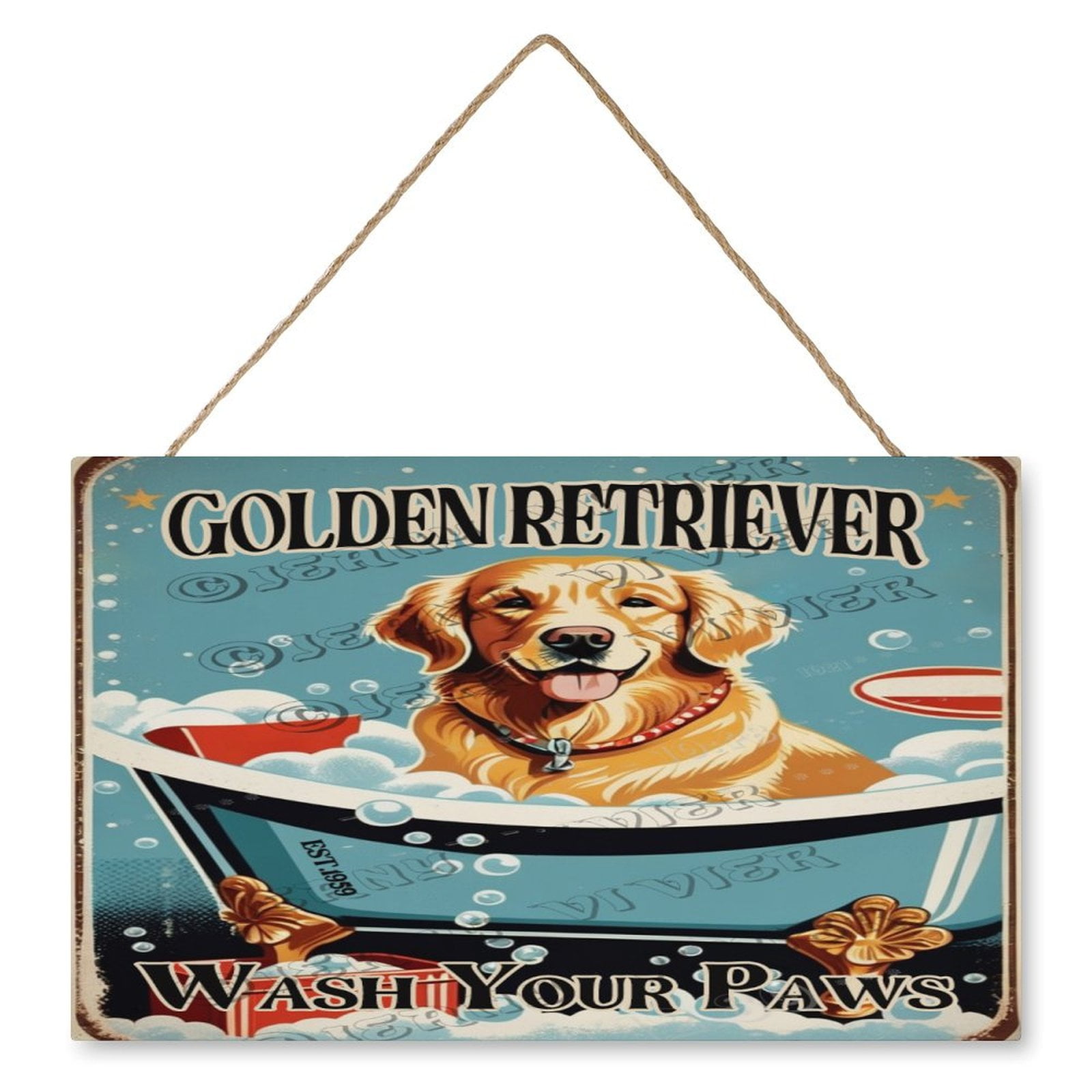 Golden Retriever Wash Your Paws Retro Vintage Wood Garden Signs ...