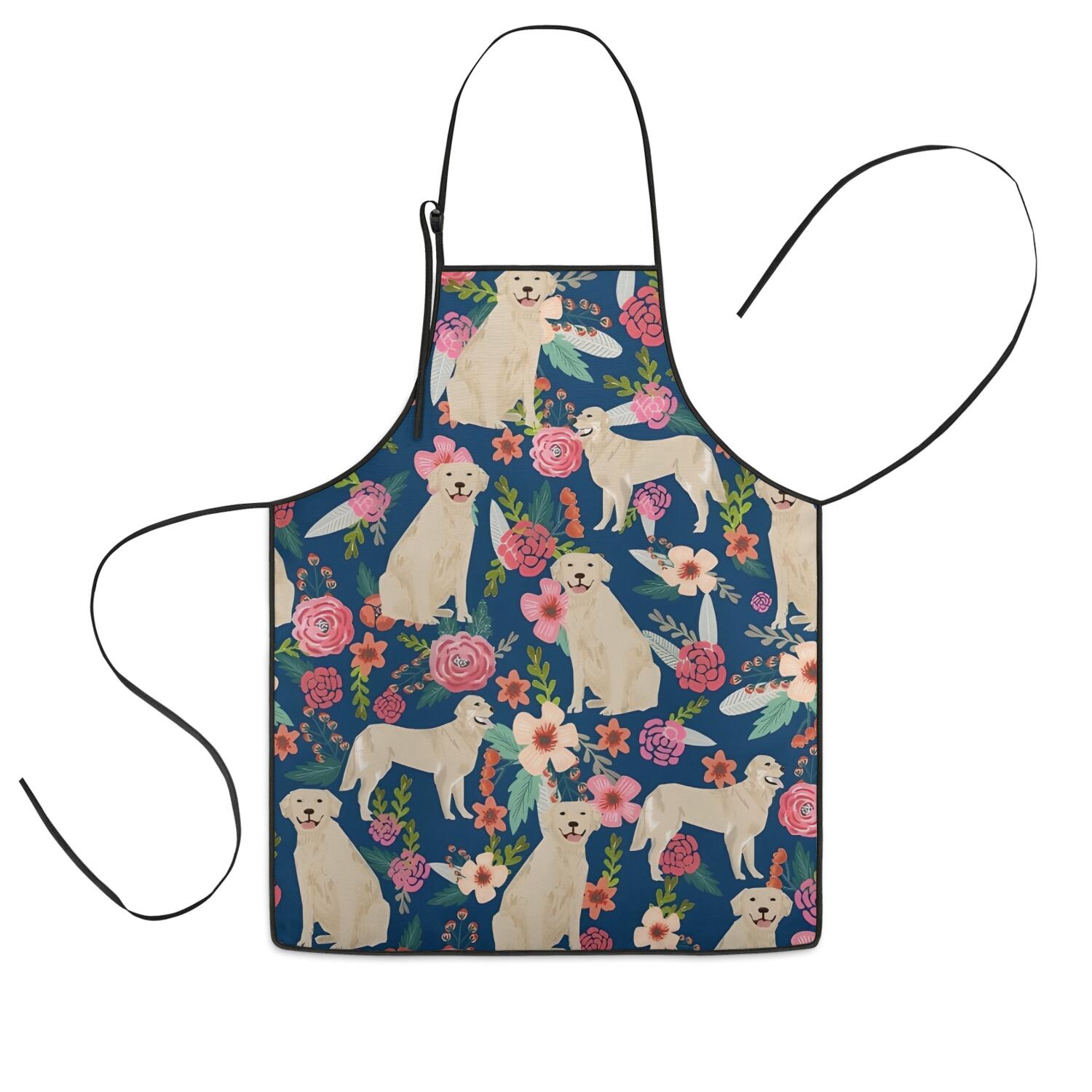 Golden Retriever and Pioneer Flower Kids Aprons for Girls and Boys ...