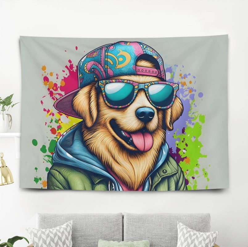 Golden Retriever pattern wall hanging 50*60 inches high-quality peach ...