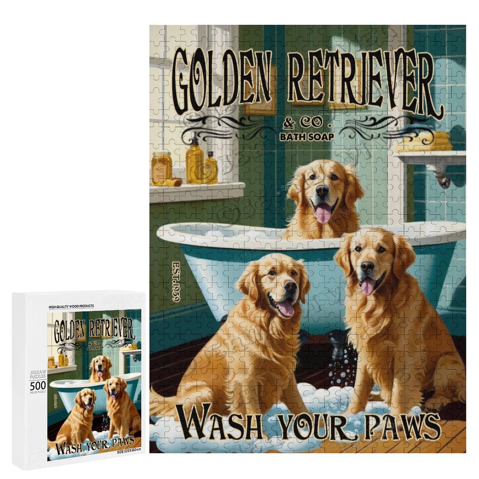 Golden Retrievers Wash Your Paws Home Wall Signs for Bedroom Living ...