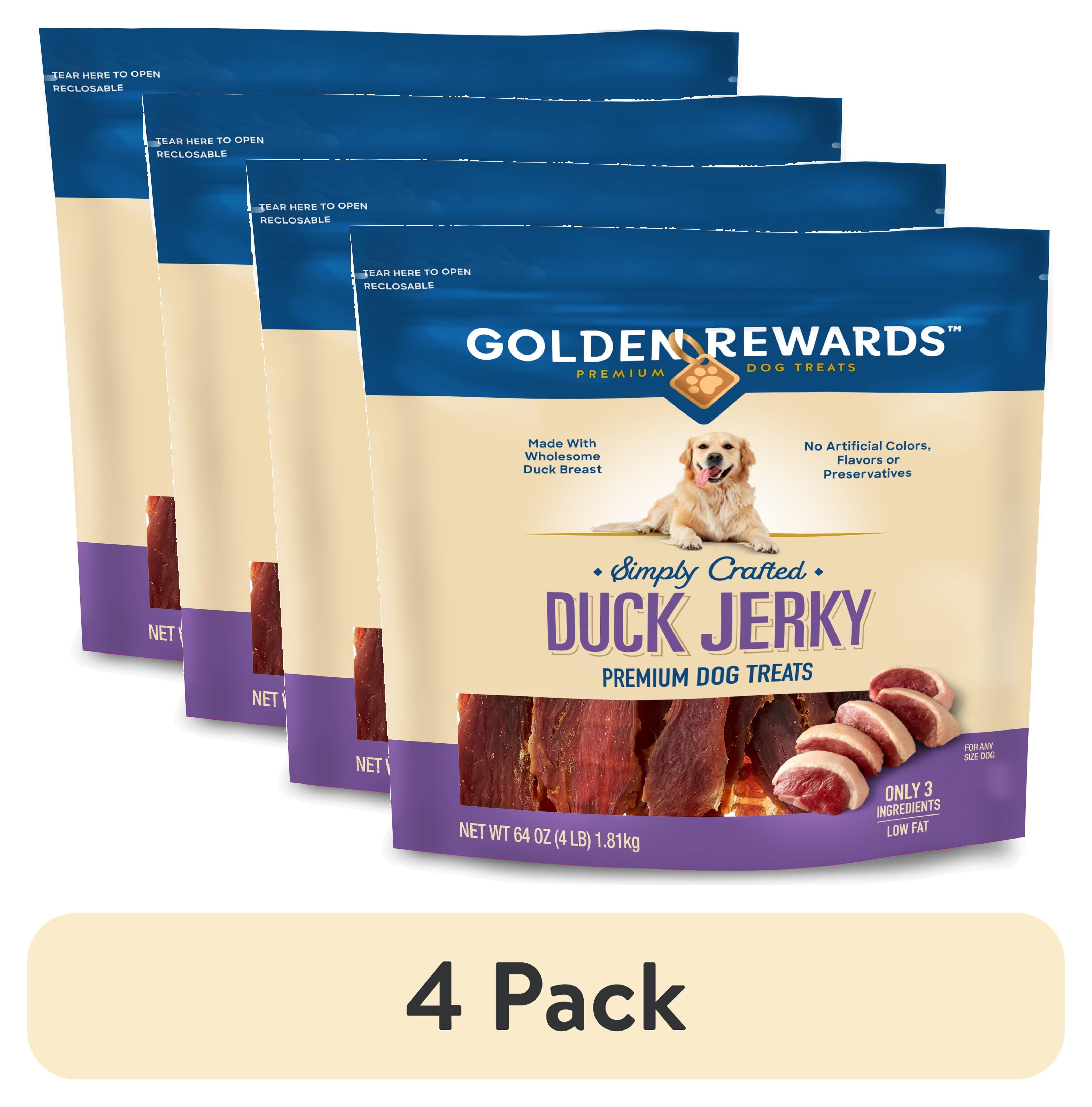 (4 pack) Golden Rewards Duck Flavor Premium Dry Jerky Treats for All ...