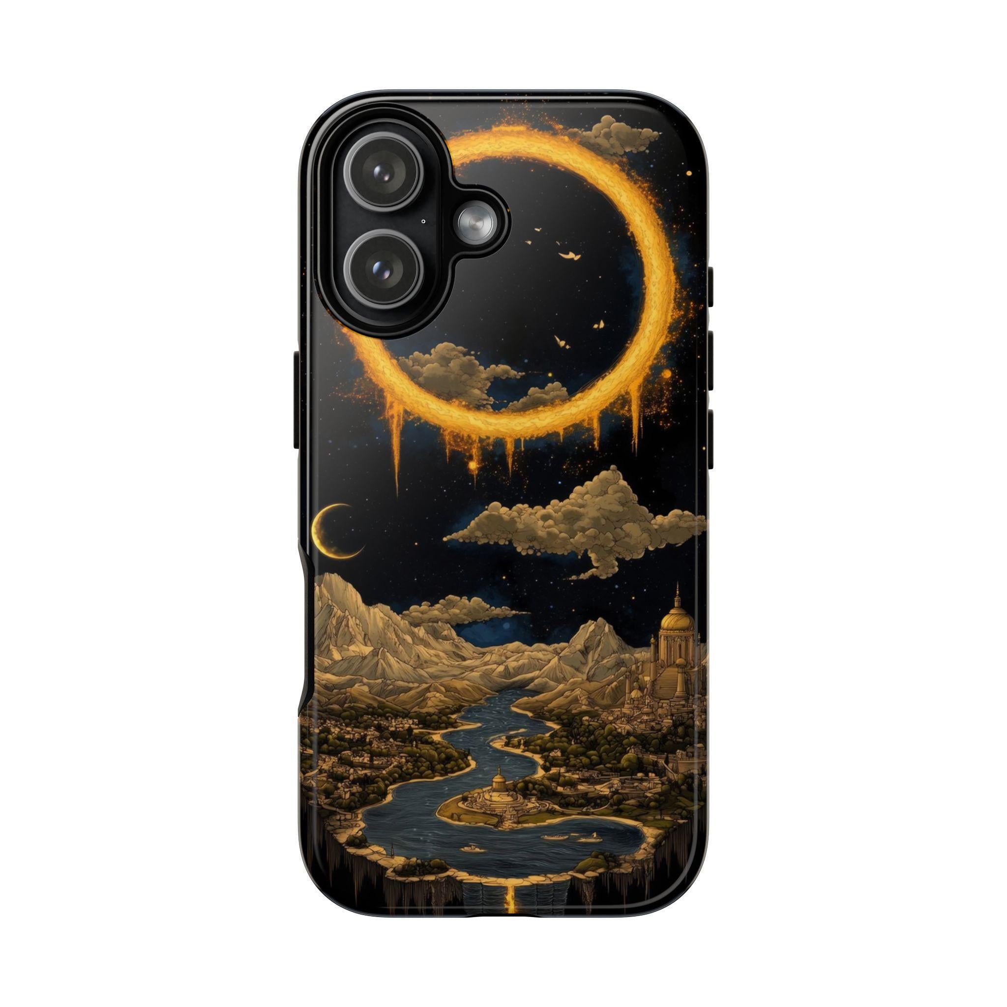 Golden Ring Fantasy Landscape Phone Case Magical Night Sky for iPhone ...