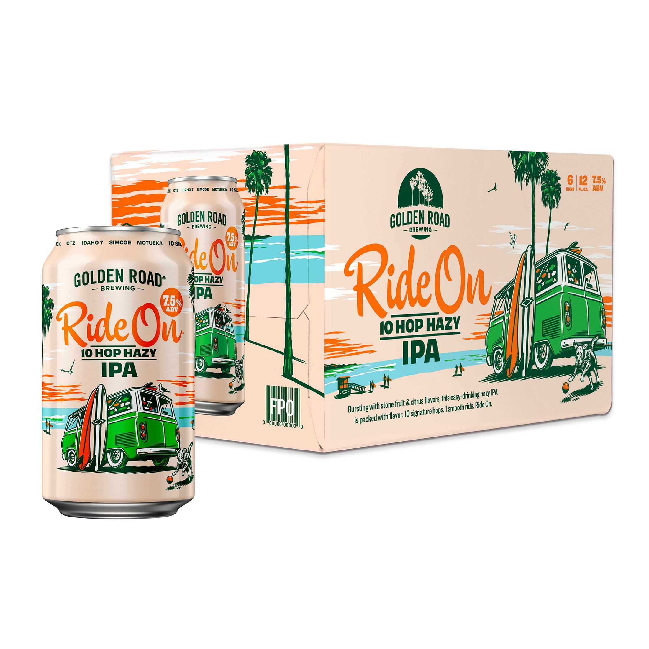 Golden Road Brewing Ride on 10 Hop Hazy IPA, 6 Pack, 12 fl oz Aluminum ...