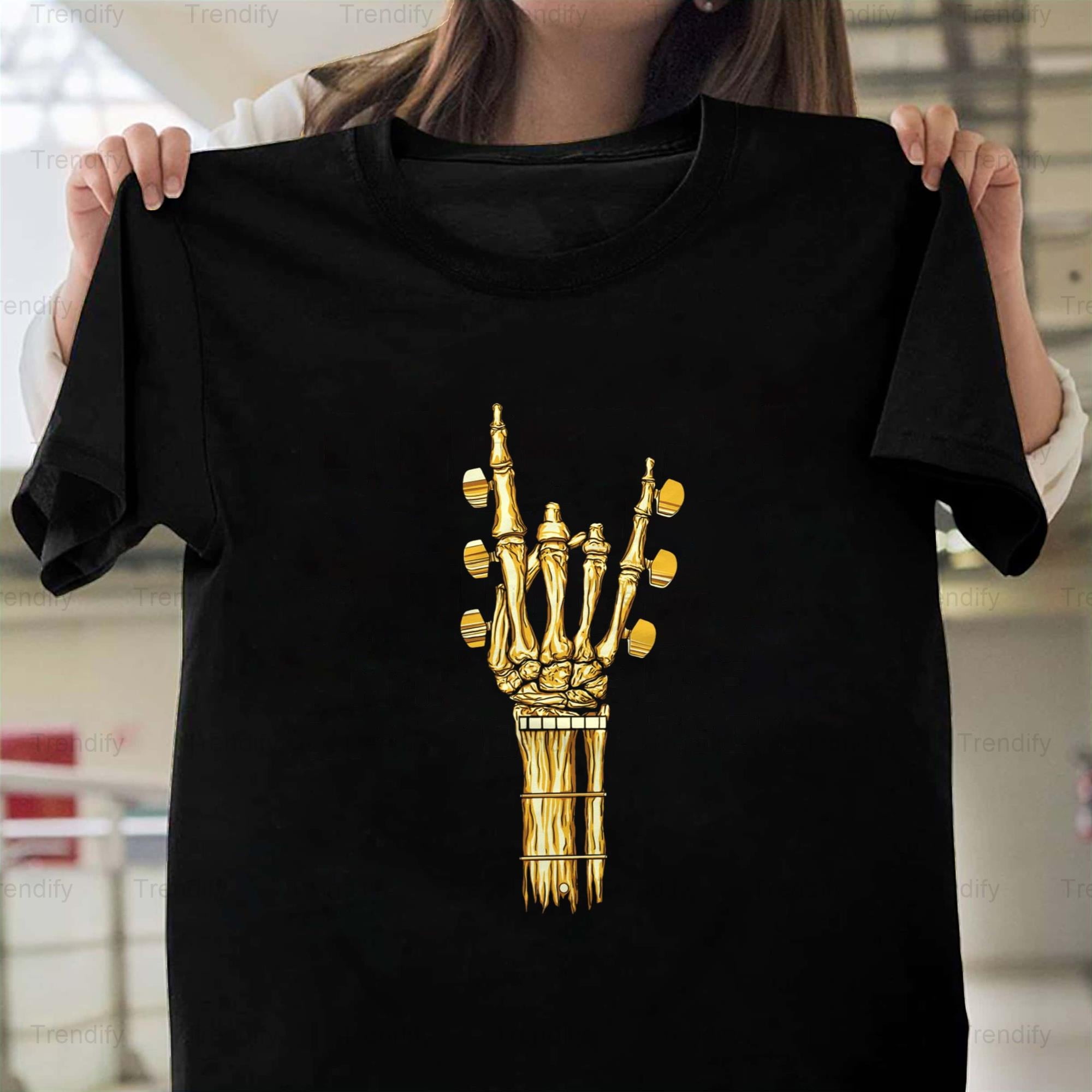 Golden Rock And Roll Skeleton Hand On Guitar Neck Rockers H28180 T ...