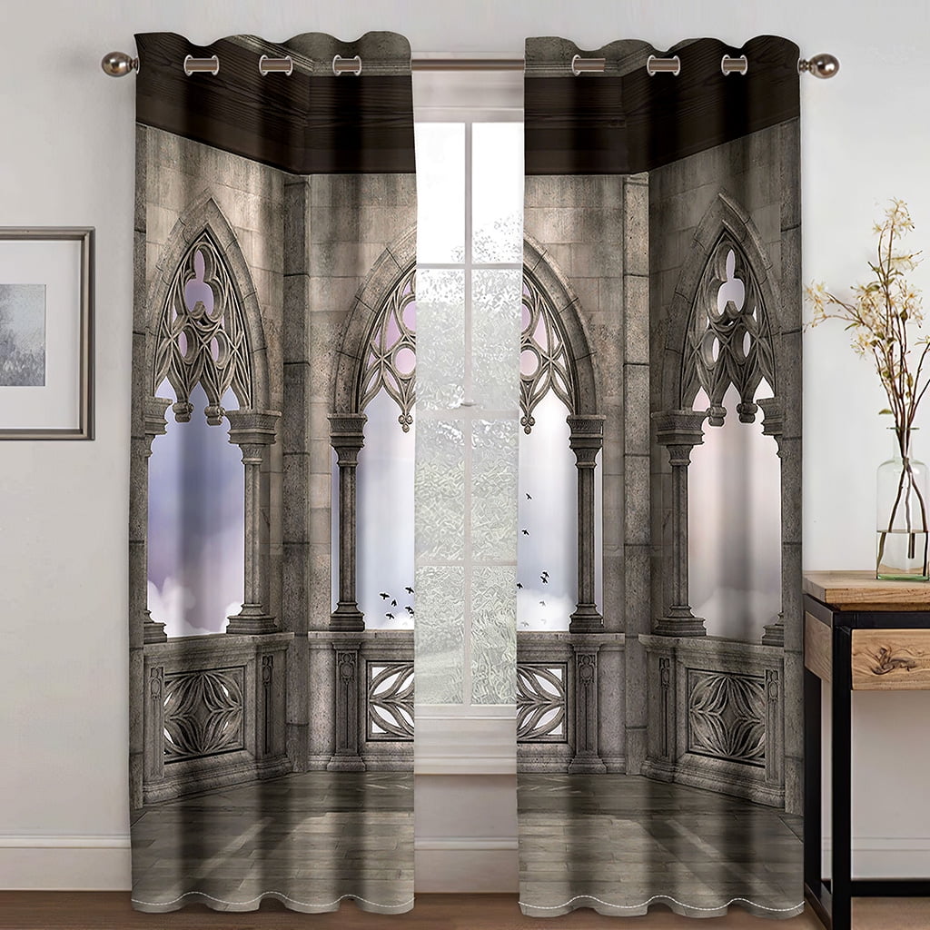 Golden Roman Post Door Wall Column Window Curtain Blinds For Living ...