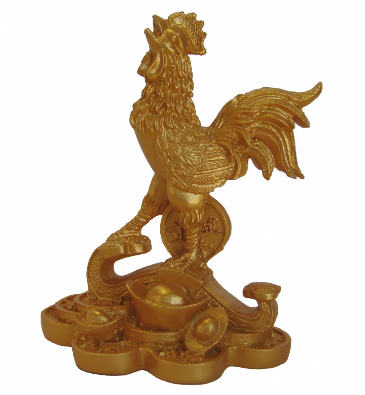 Golden Rooster Statue Stepping on Ru Yi and Coins - Walmart.com