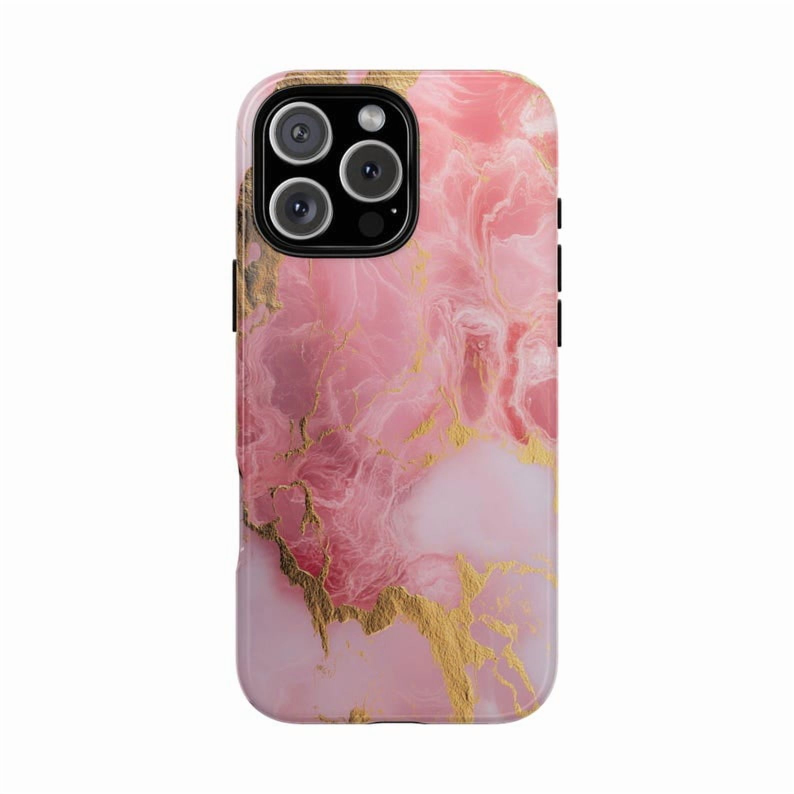Golden Rose Pink Marble Quartz Elegant Mineral Art Case with iPhone 17 ...