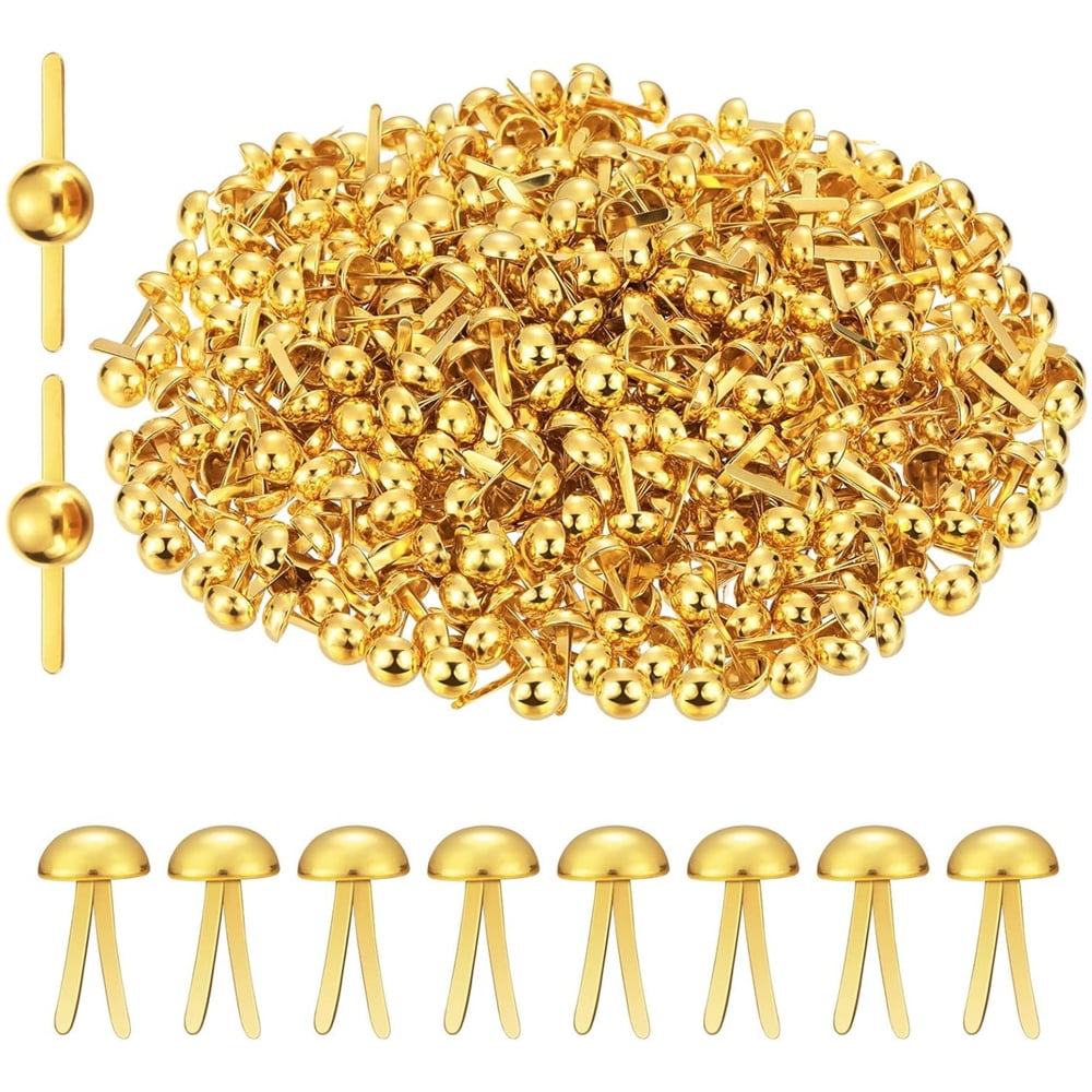 Golden Round Head Fasteners,200 Pcs Mini Split Pins,Brass Brad Paper Fasteners,Metal Craft ...