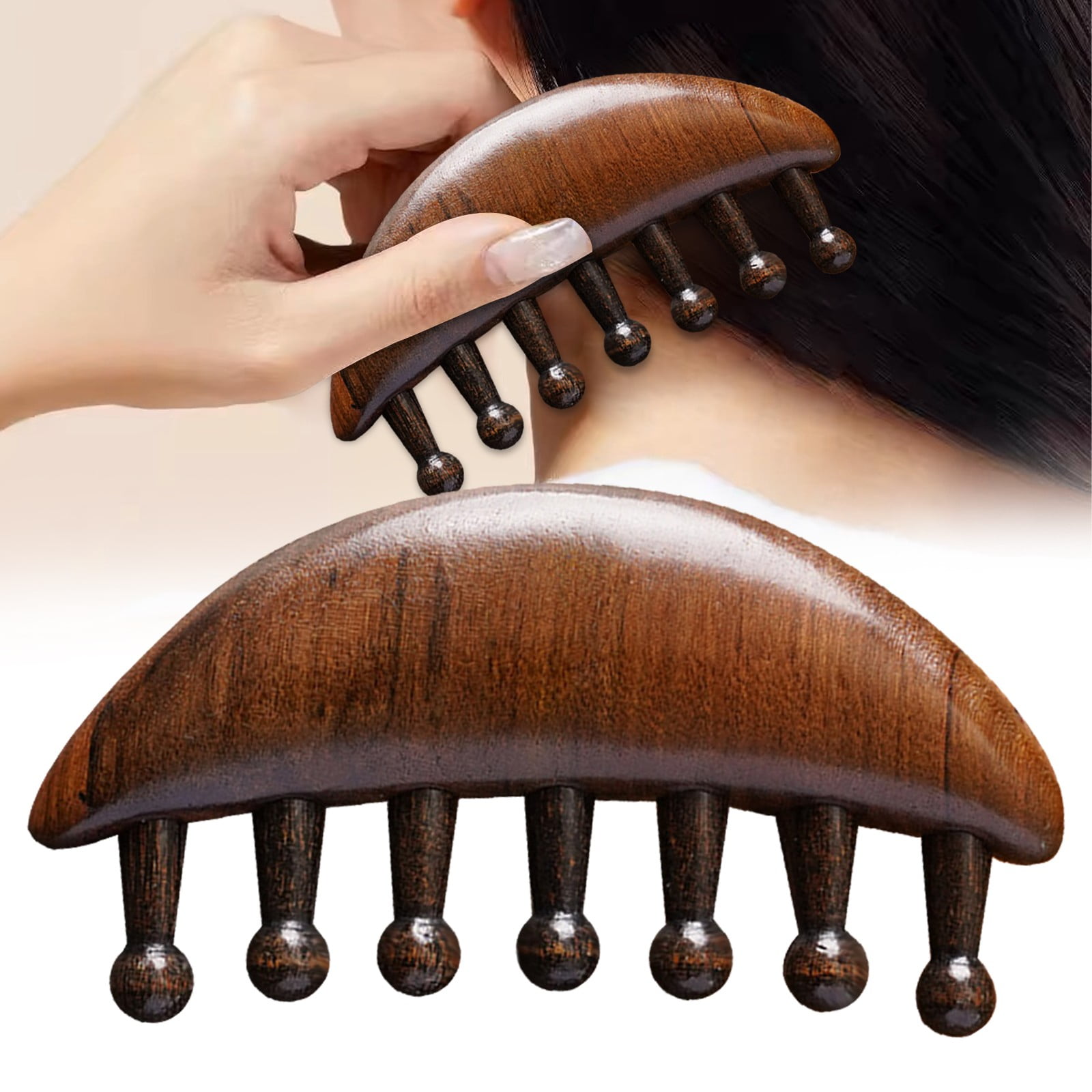 Golden Sandalwood Acupressure Comb Scalp Gua Sha & Interdental Massage ...