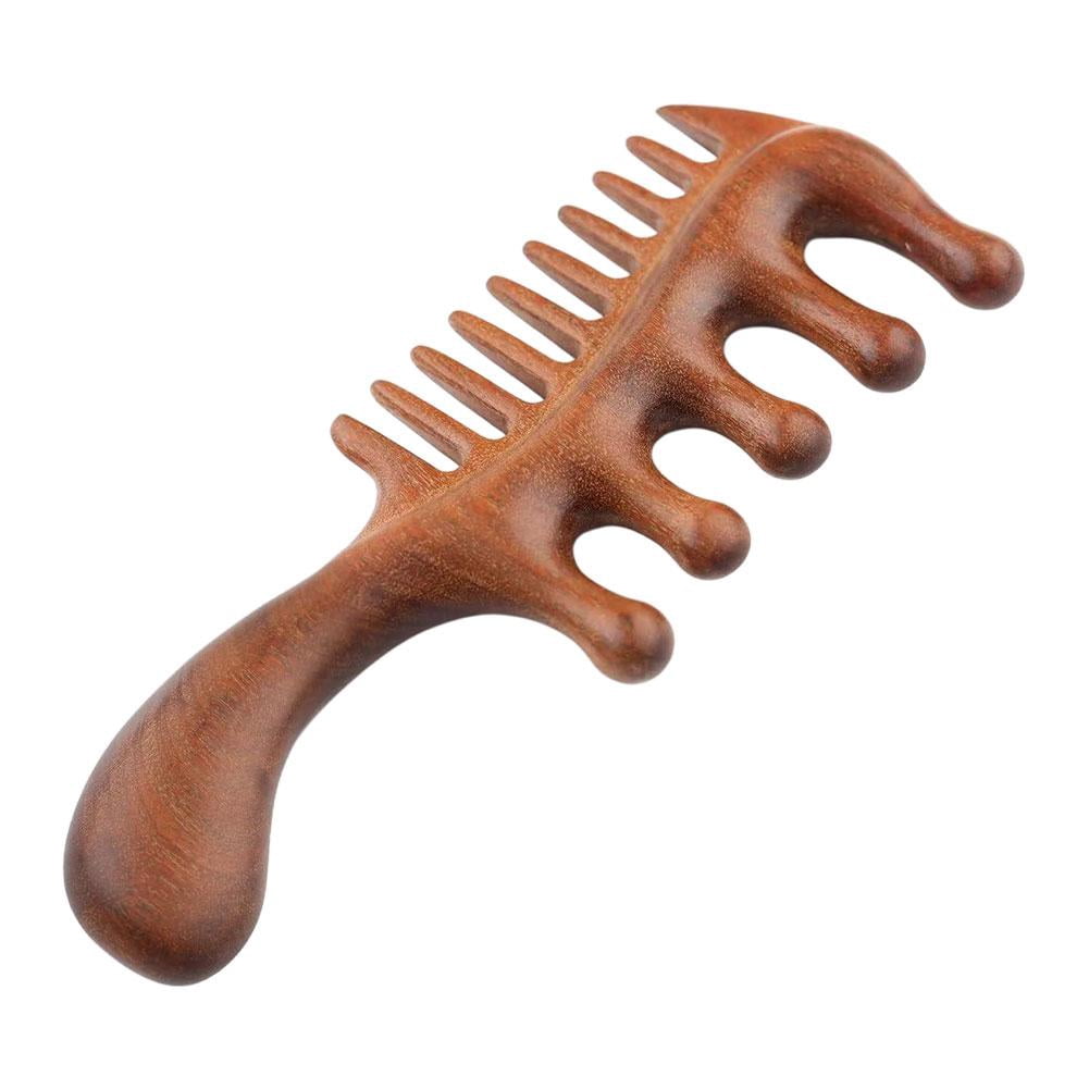 Golden Sandalwood Hair Comb, 2-in-1 Wide & Fine Tooth Wooden Detangler ...