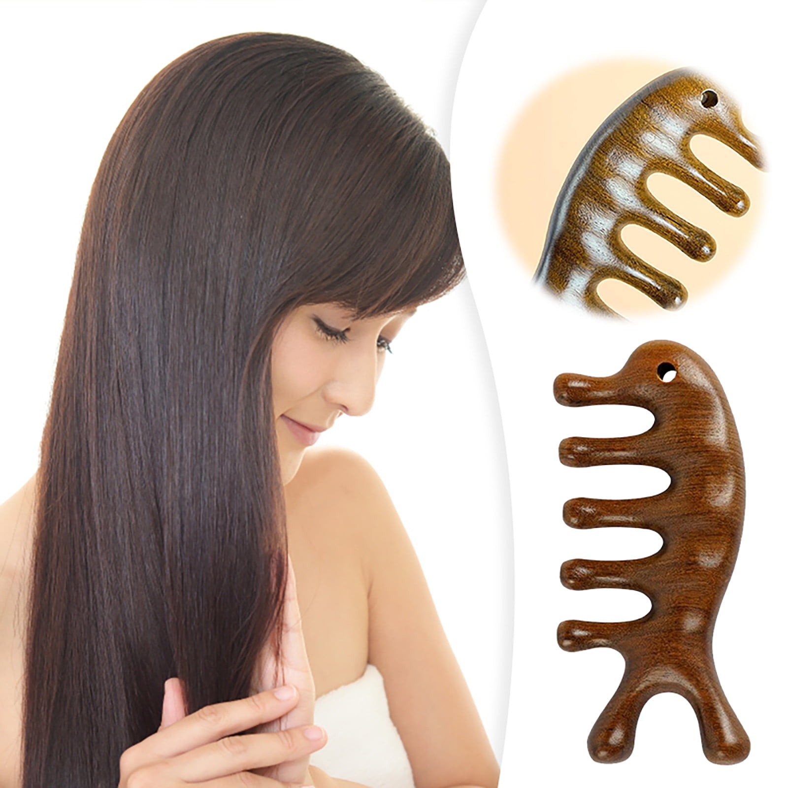 Golden Sandalwood Head Massager Comb Scalp Stimulator Relaxing Muscle ...