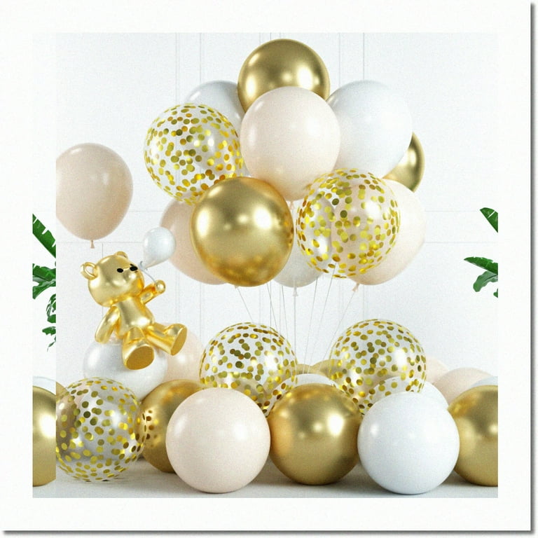 Golden and white balloons store