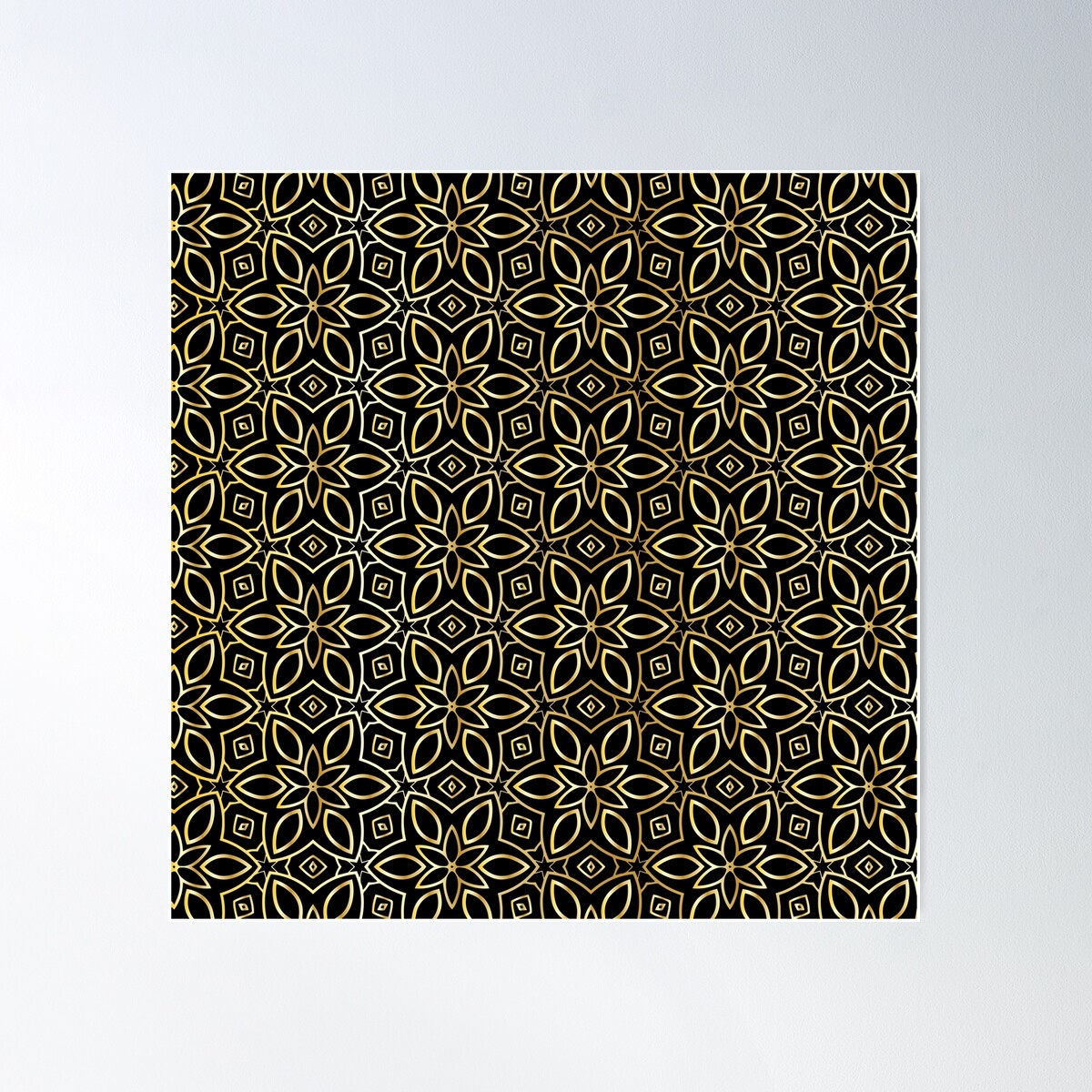 Golden Seamless Geometric Flower Art Deco Luxury Pattern Poster Wall ...