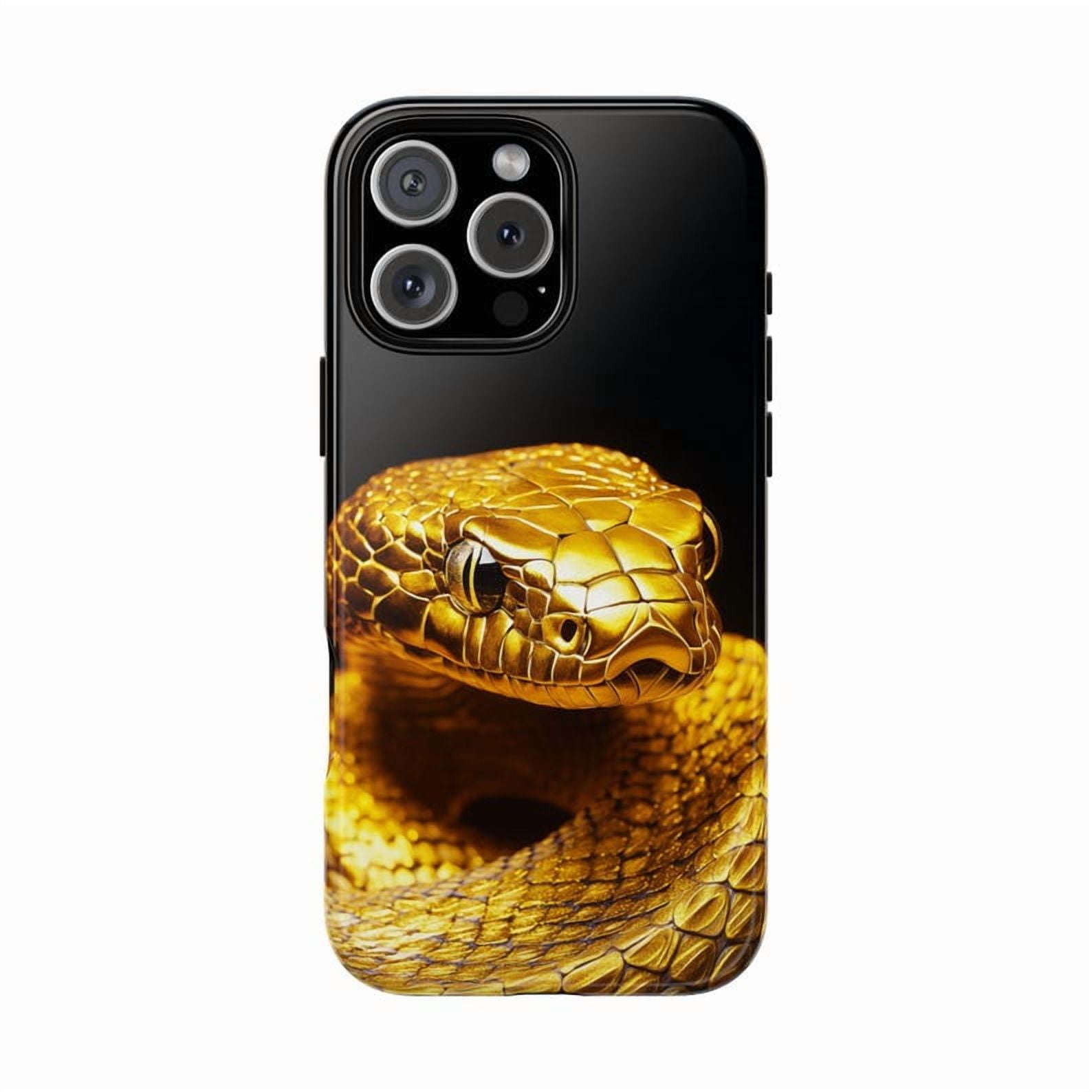 Golden Serpent Artwork Phone Case Elegant Snake Pattern Design with ...
