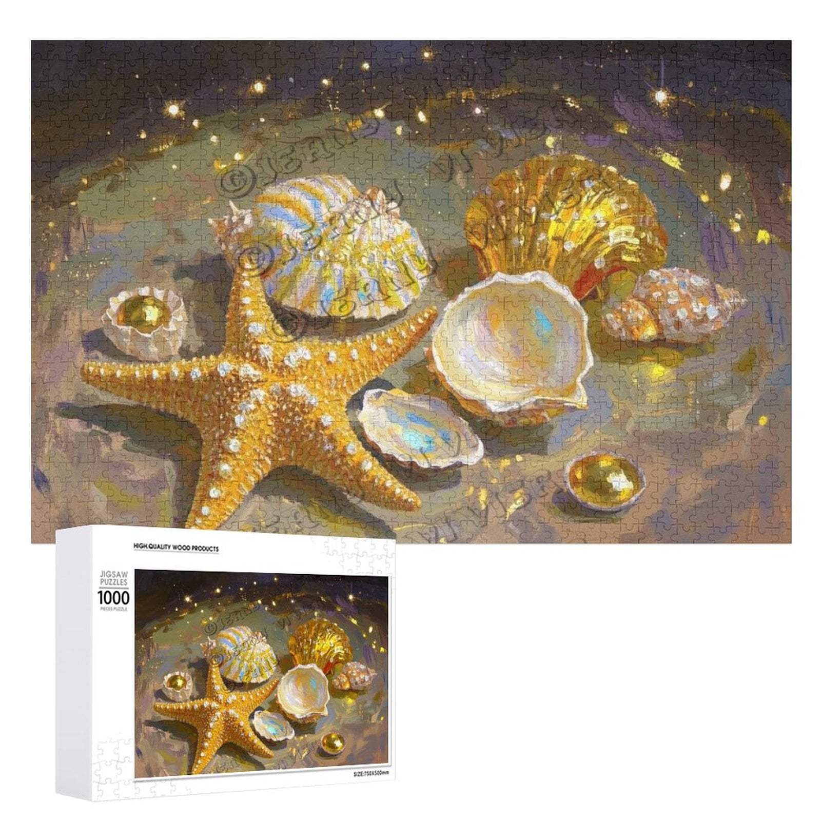 Golden Shells and Starfish Puzzle – 1000 pcs Premium Wooden Jigsaw ...