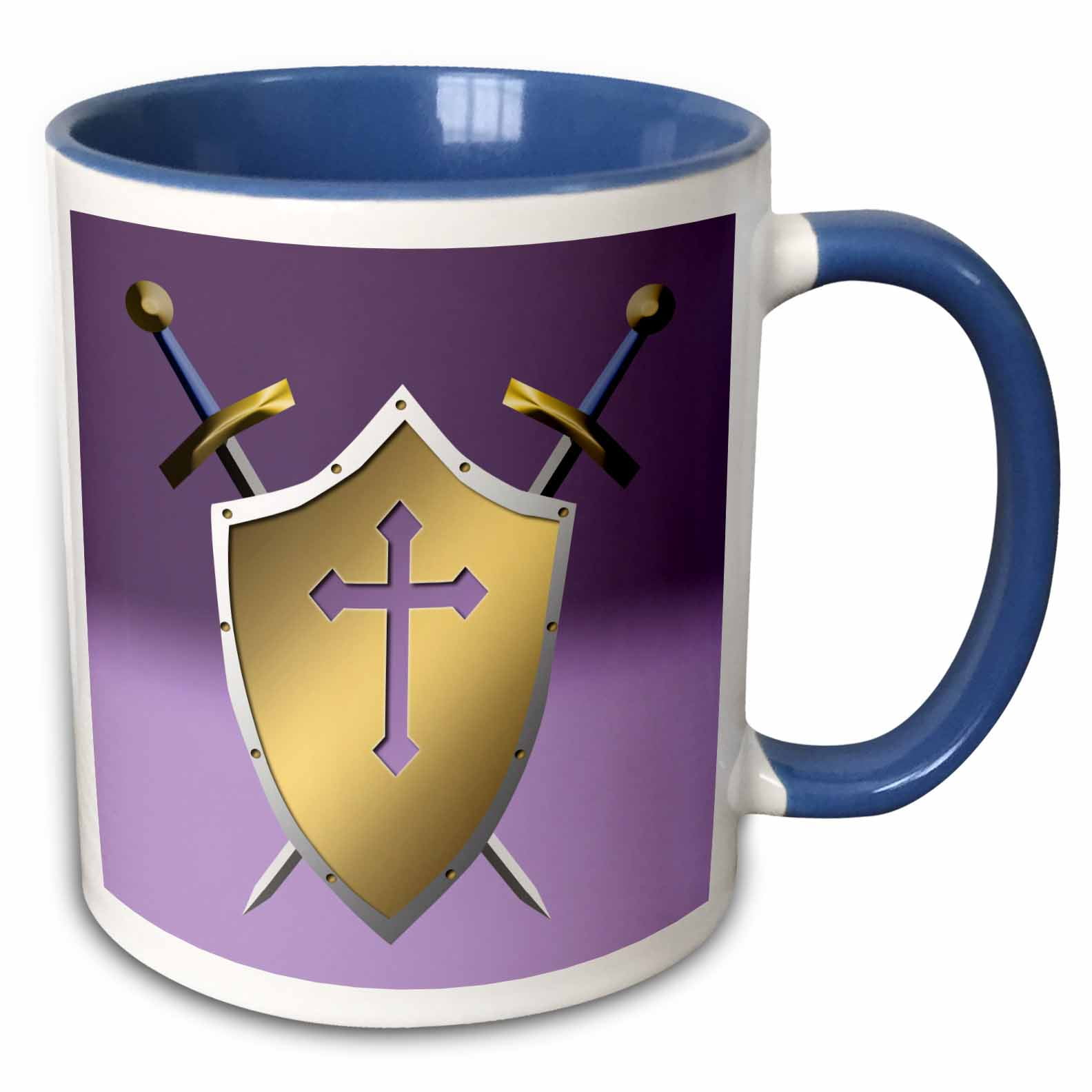 Golden Shield with crossed swords and the Christian Cross and ...