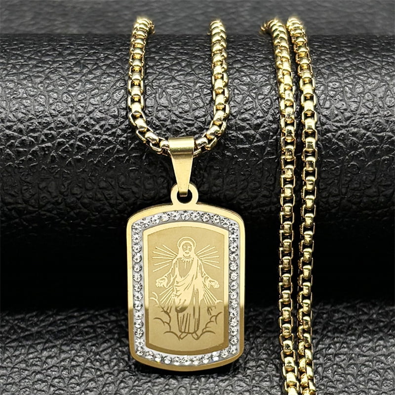Golden Silver Color Portrait of Jesus 14K Yellow Gold Pendant Necklaces ...