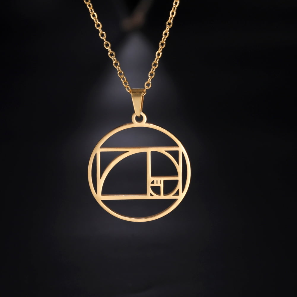 Golden Silver Color Ratio Rectangle Necklace Fibonacci Geometric ...