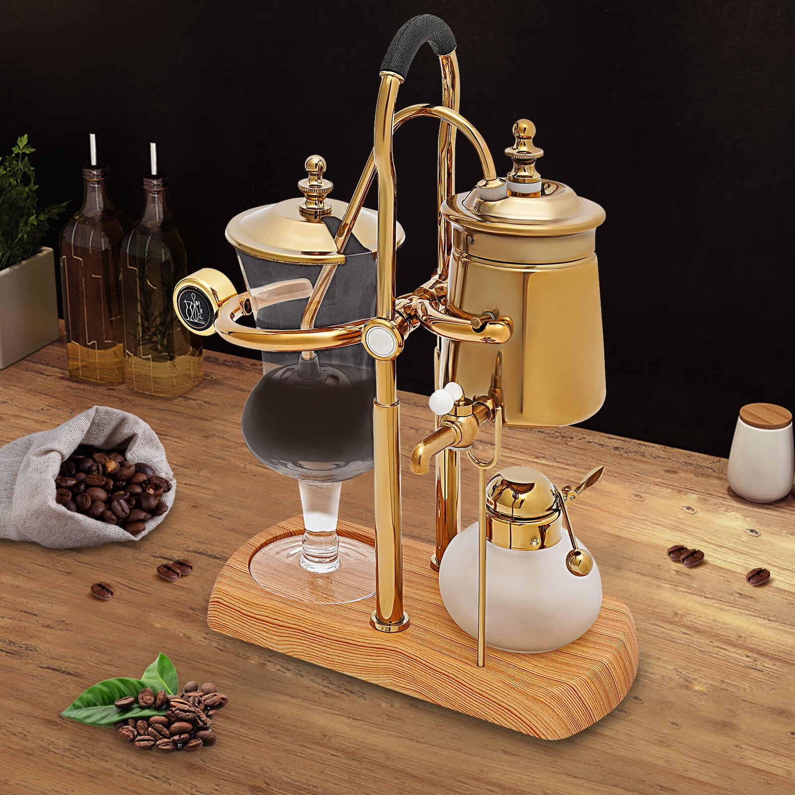 Golden Siphon Coffee Maker with Alcohol Burner, 13.5oz Borosilicate ...