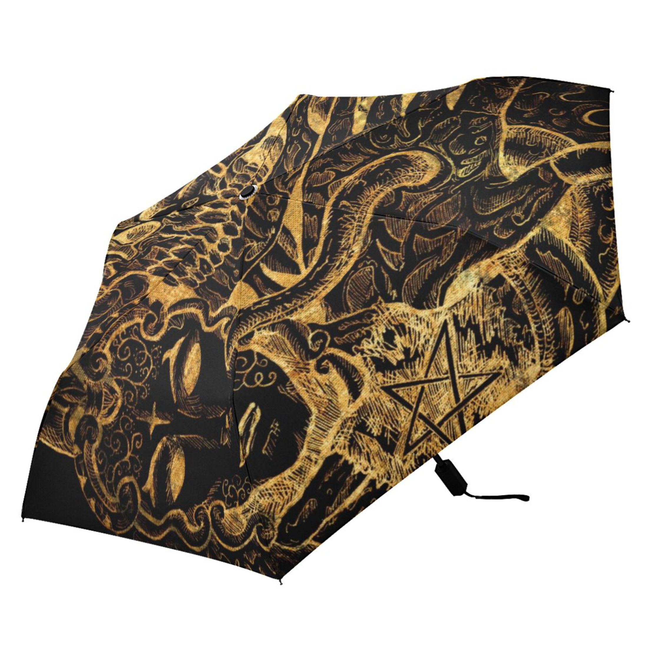 Golden Skull with Mask Compact Folding Umbrella for Rain Windproof ...