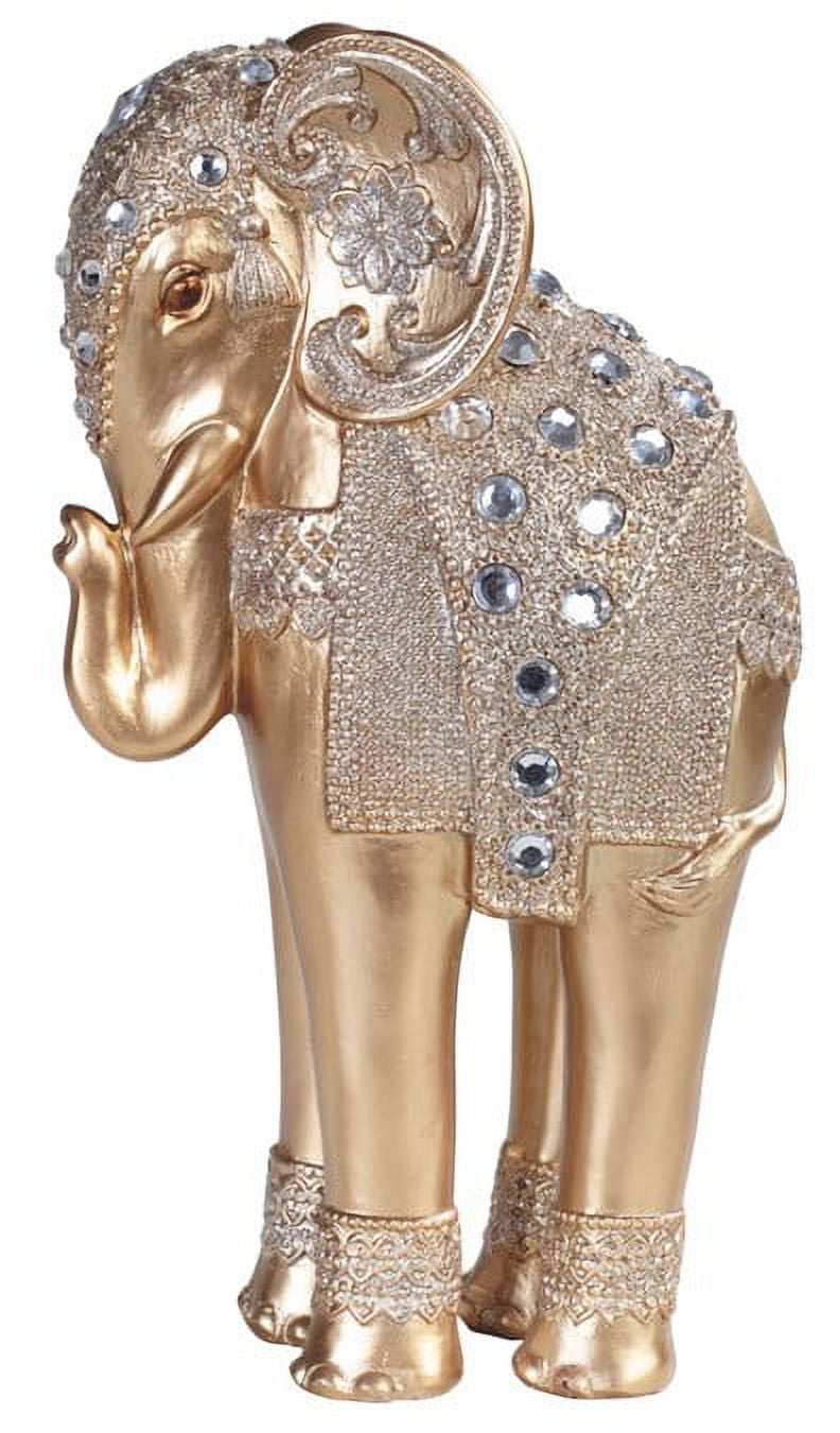 Golden Slim Elephant with Decorative Gems Figurine 9.5 Inch - Walmart.com