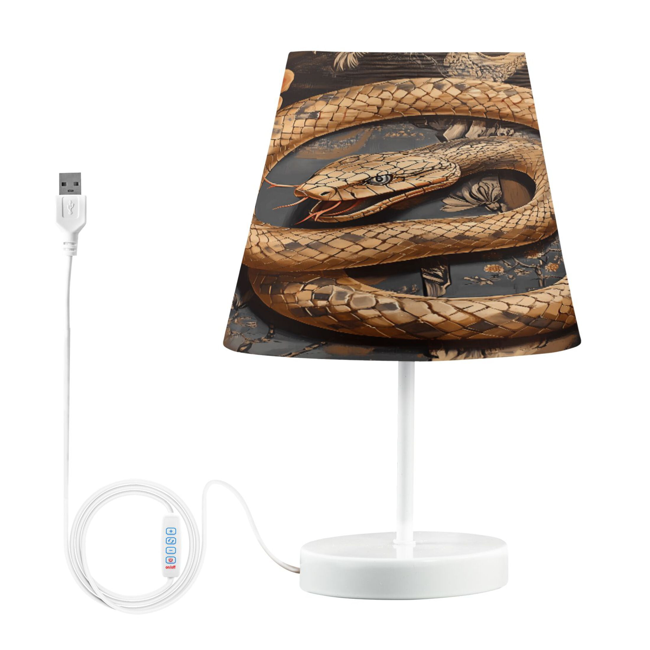 Golden Snake and Rose Desk Lamp LED Table Nightstand Lamps with 3 Color ...