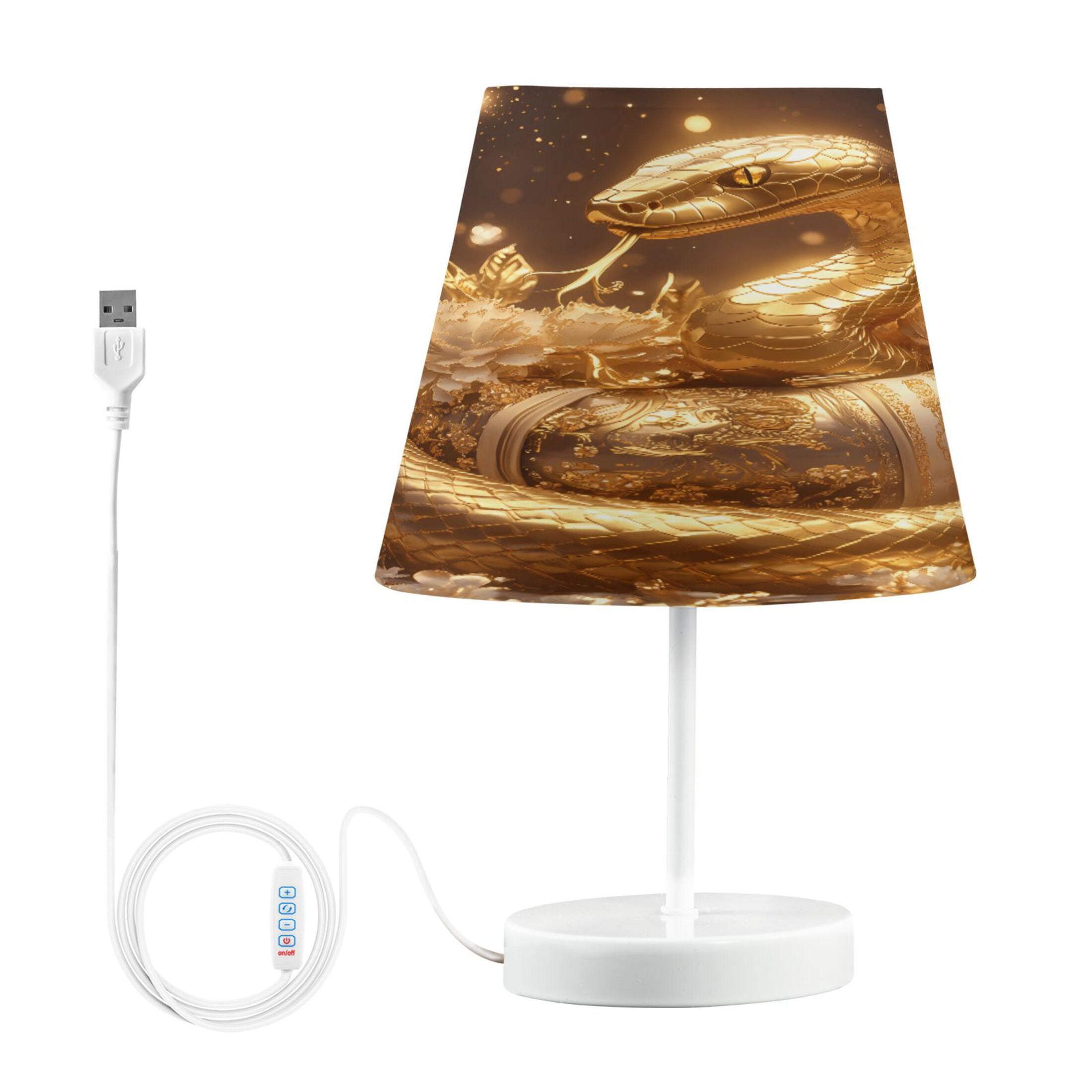 Golden Snake with Flowers Desk Lamp LED Table Nightstand Lamps with 3 ...