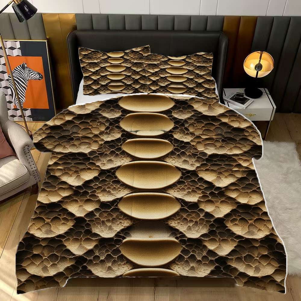 Golden Snakeskin Textured Background Pattern Comforter Set Queen Size ...