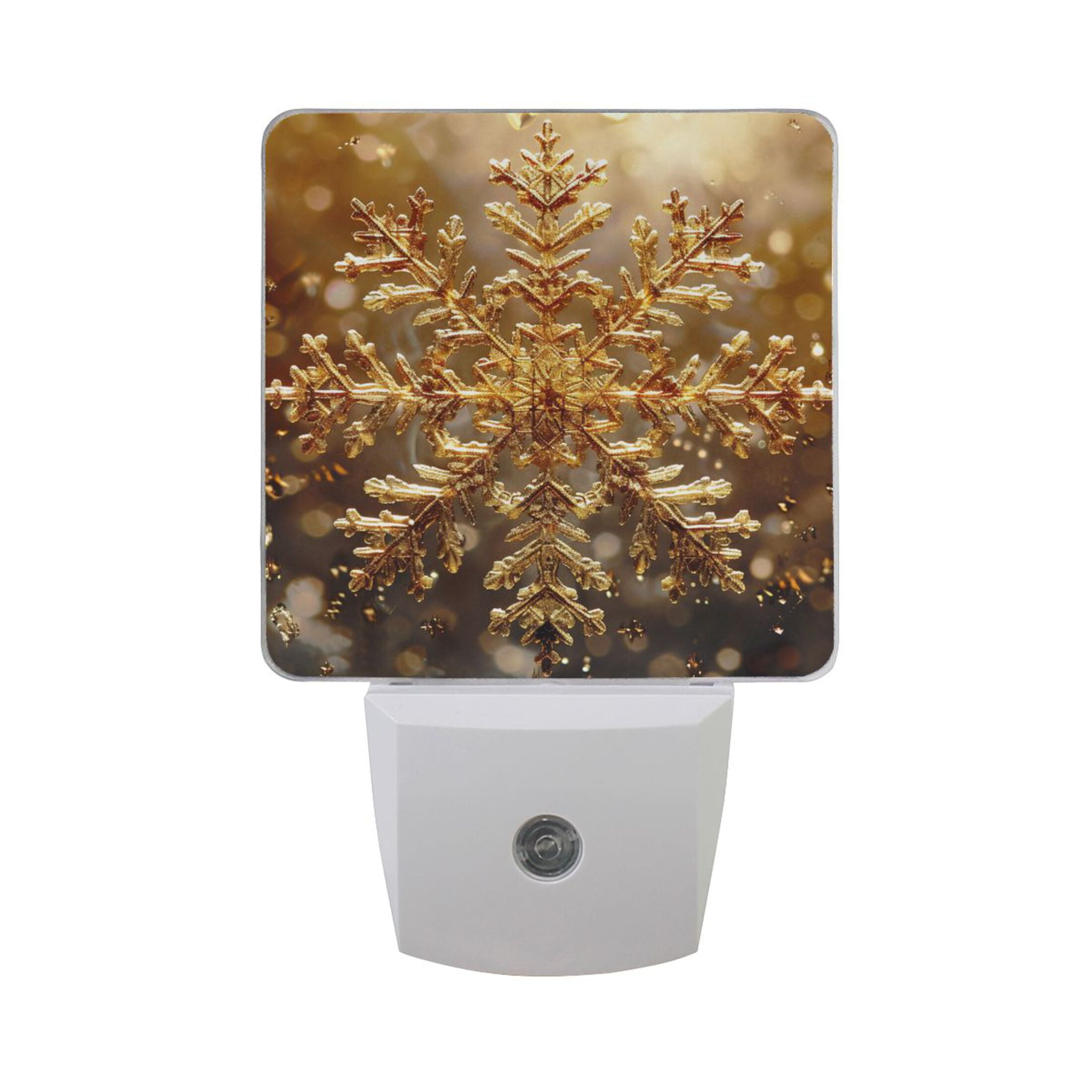 Golden Snowflake LED Night Light with Smart Sensor Plug Into Wall Dusk ...
