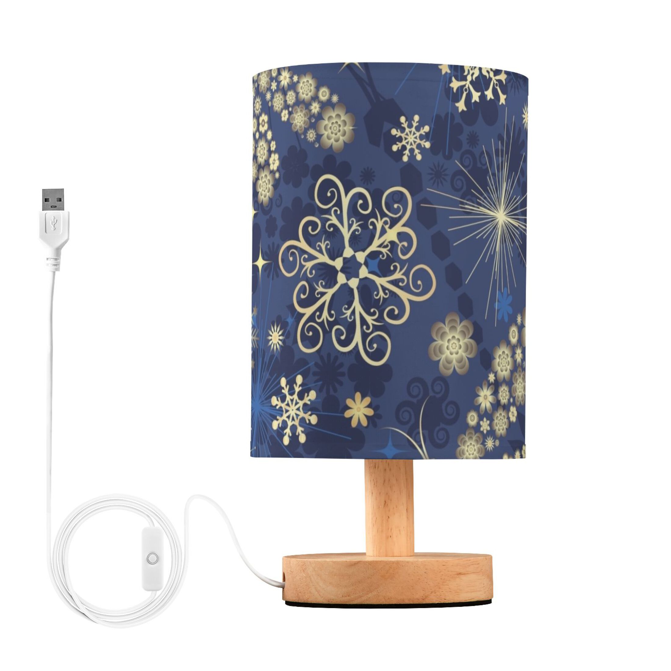 Golden Snowflakes and Butterflies Bedside Table Lamp LED Warm Lights ...