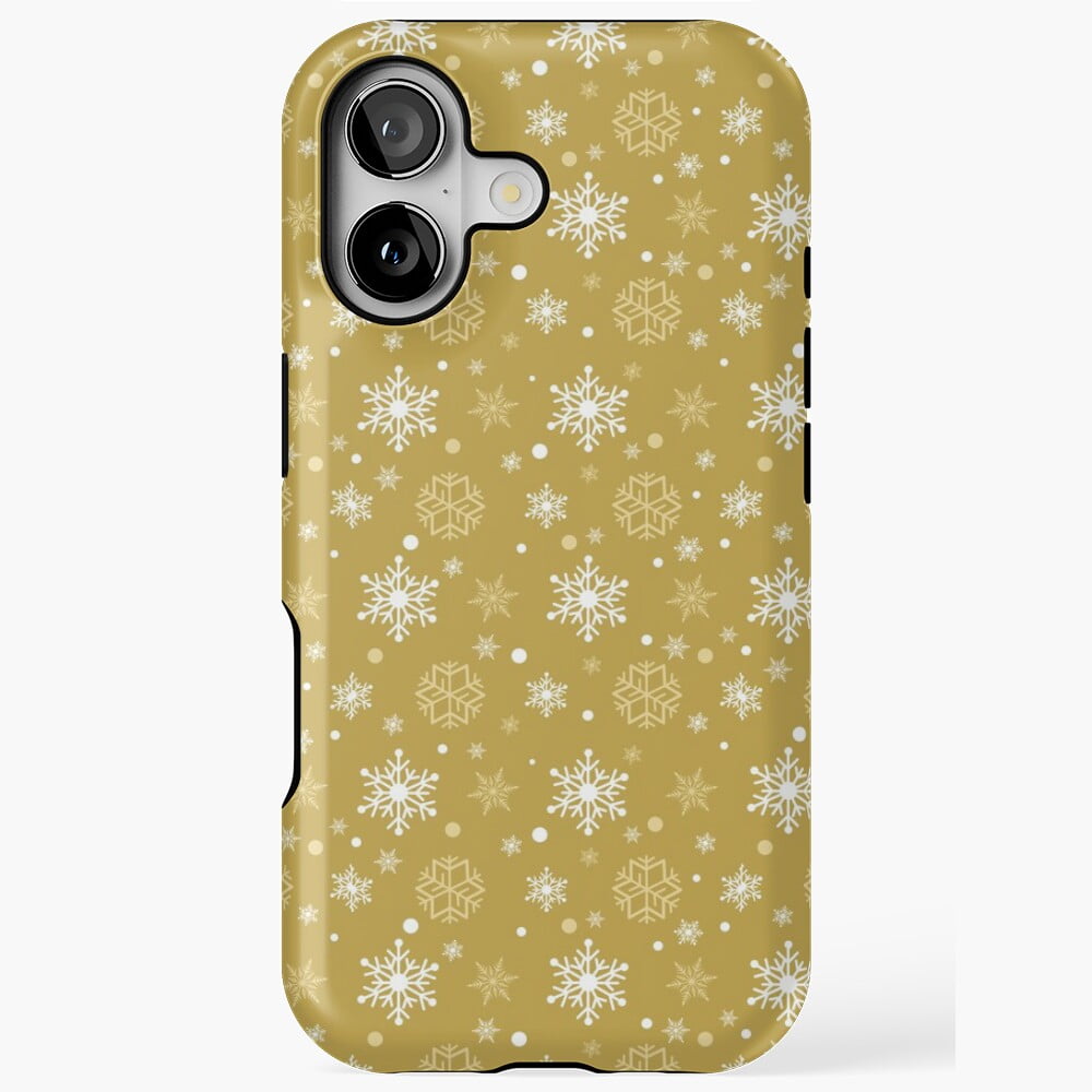 Golden Snowflakes on Gold Background Festive Case for iPhone 17 through ...