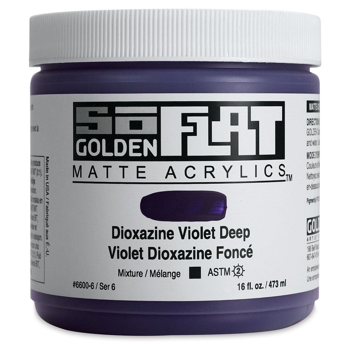 Golden SoFlat Matte Acrylic Paint - Dioxazine Violet Deep, 473 ml, Jar - Walmart.com
