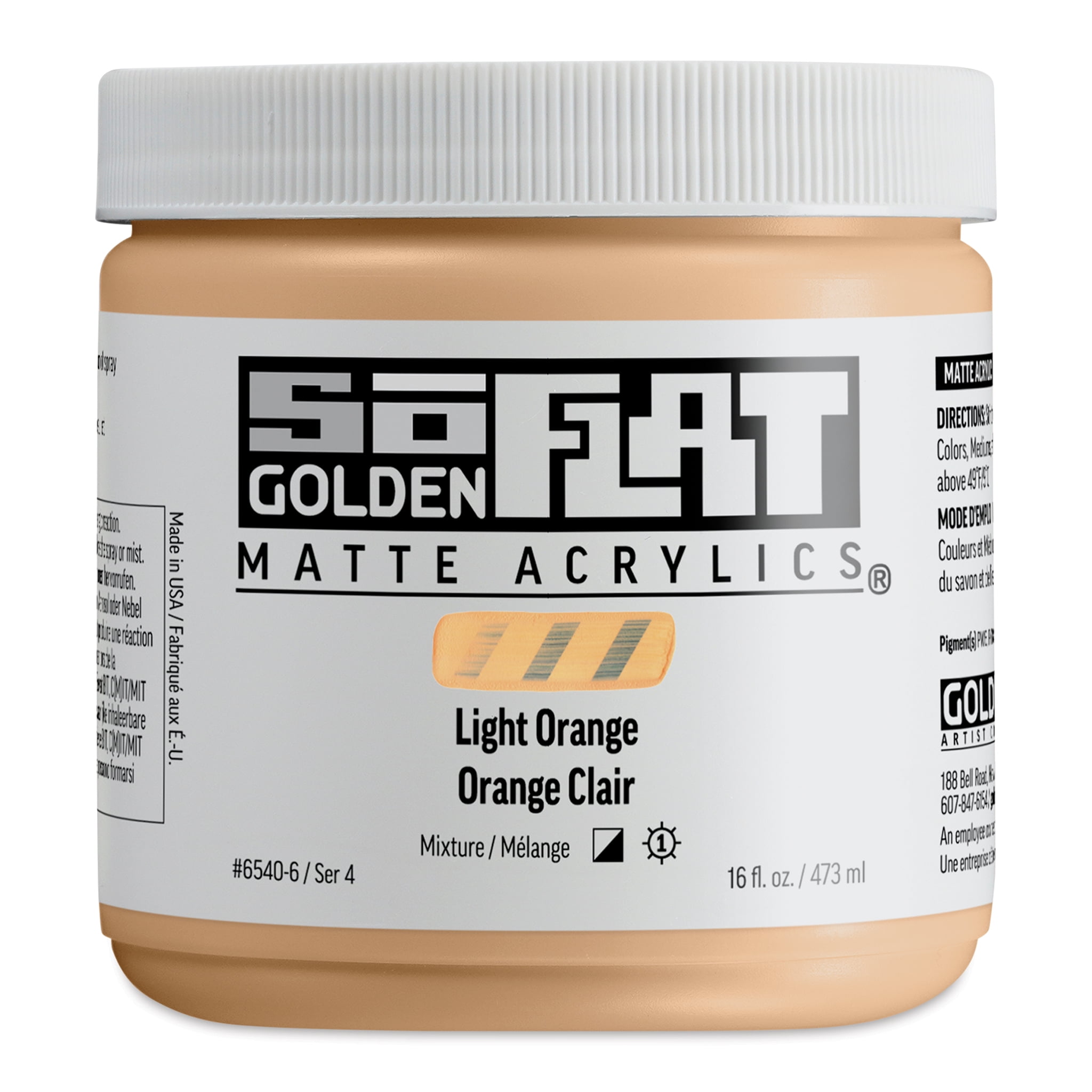 Golden SoFlat Matte Acrylic Paint - Light Orange, 473 ml, Jar - Walmart ...
