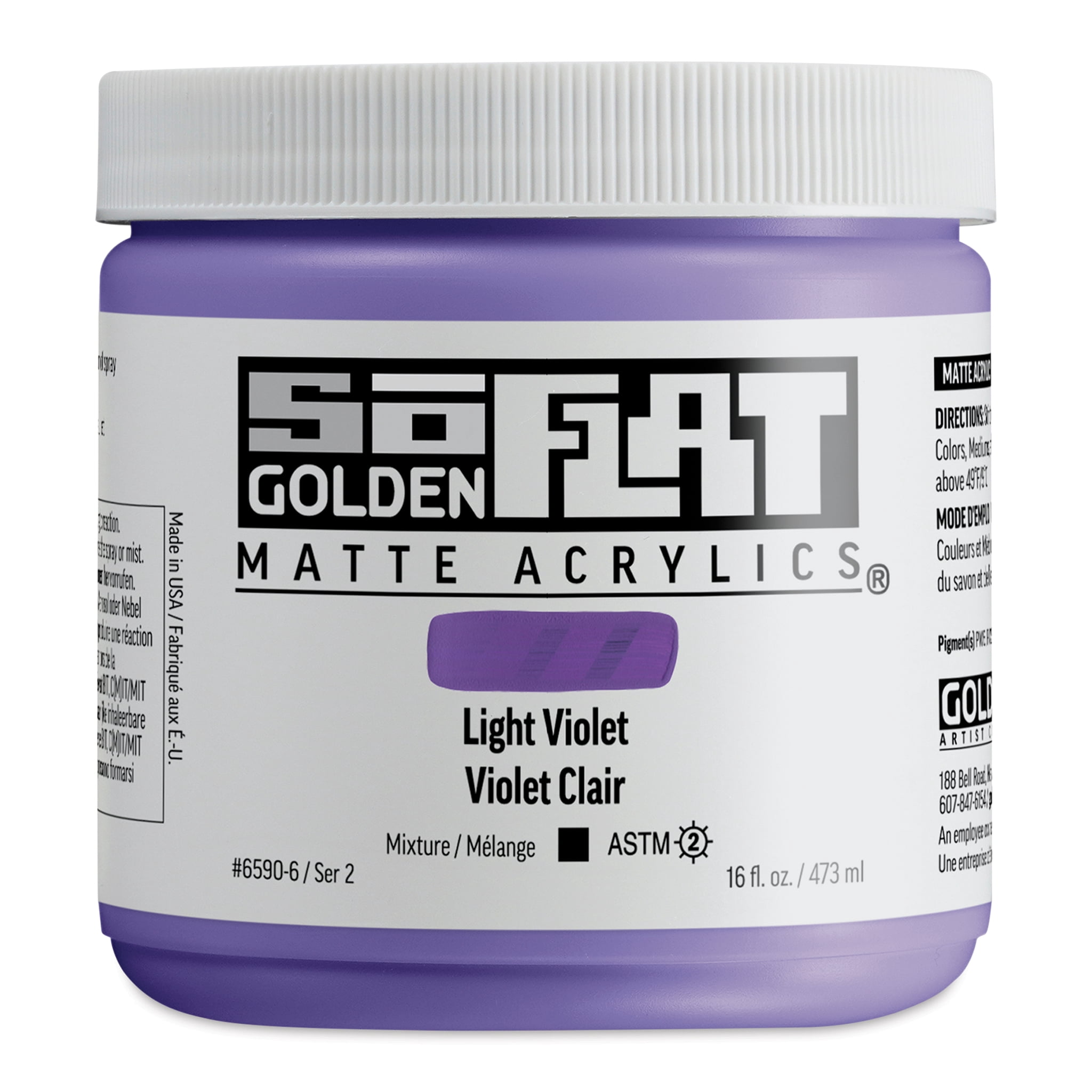 Golden SoFlat Matte Acrylic Paint - Light Violet, 473 ml, Jar - Walmart.com