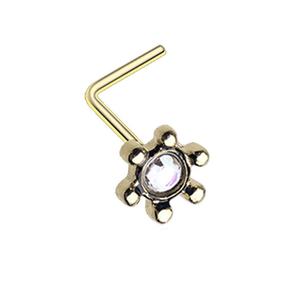 Golden Solstice Sparkle Icon L-Shaped Nose Ring - Walmart.com