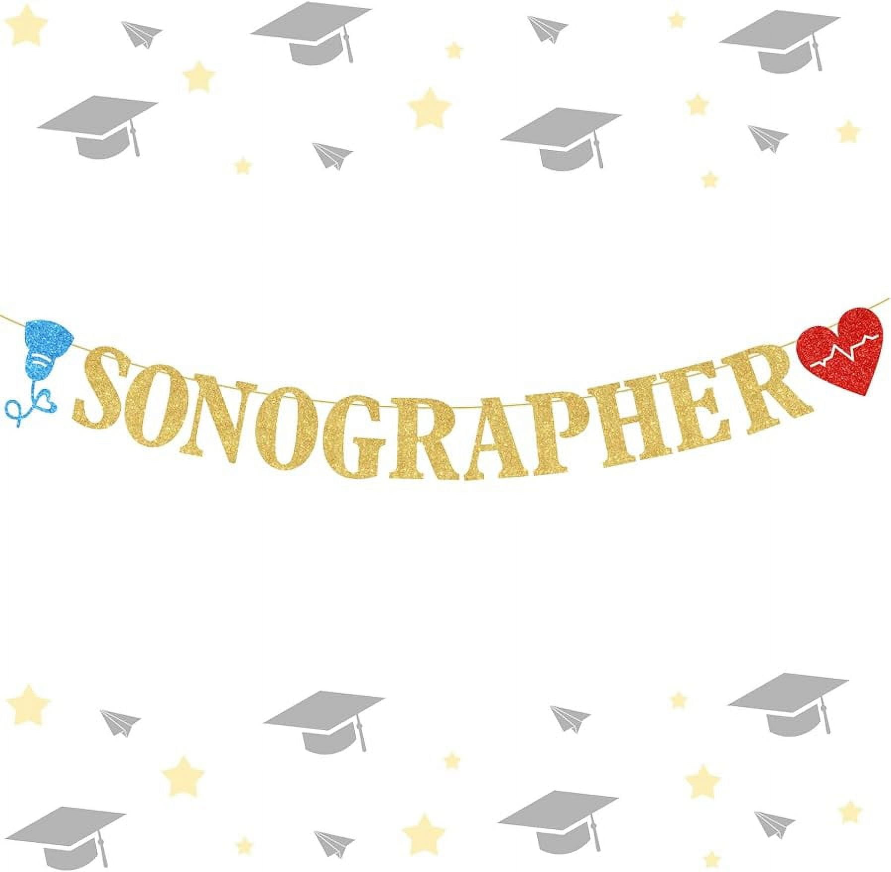 Golden Sonographer Graduation Glitter Letter Banner, Ultrasound ...